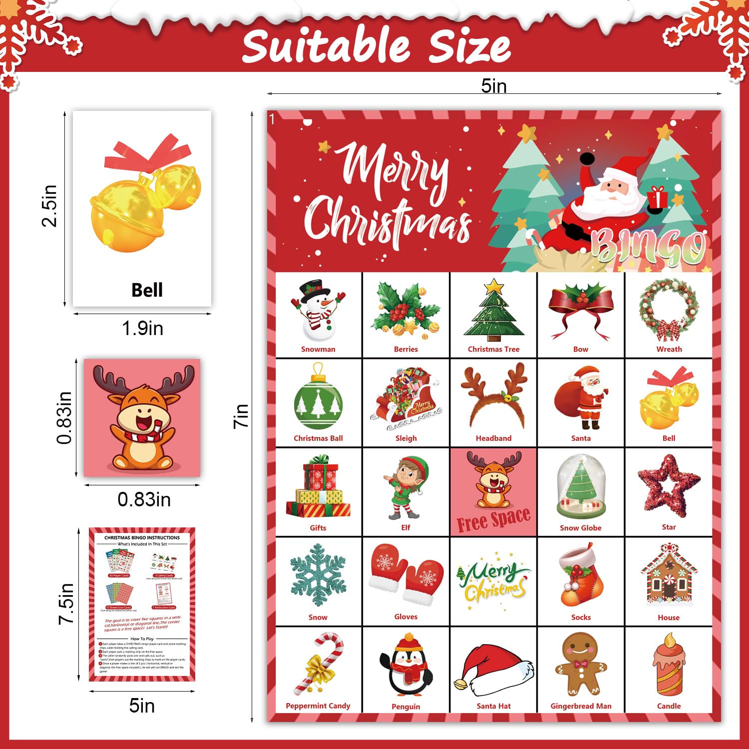 Snapklik.com : 46PCS Christmas Bingo Game Cards For 30 Players ...
