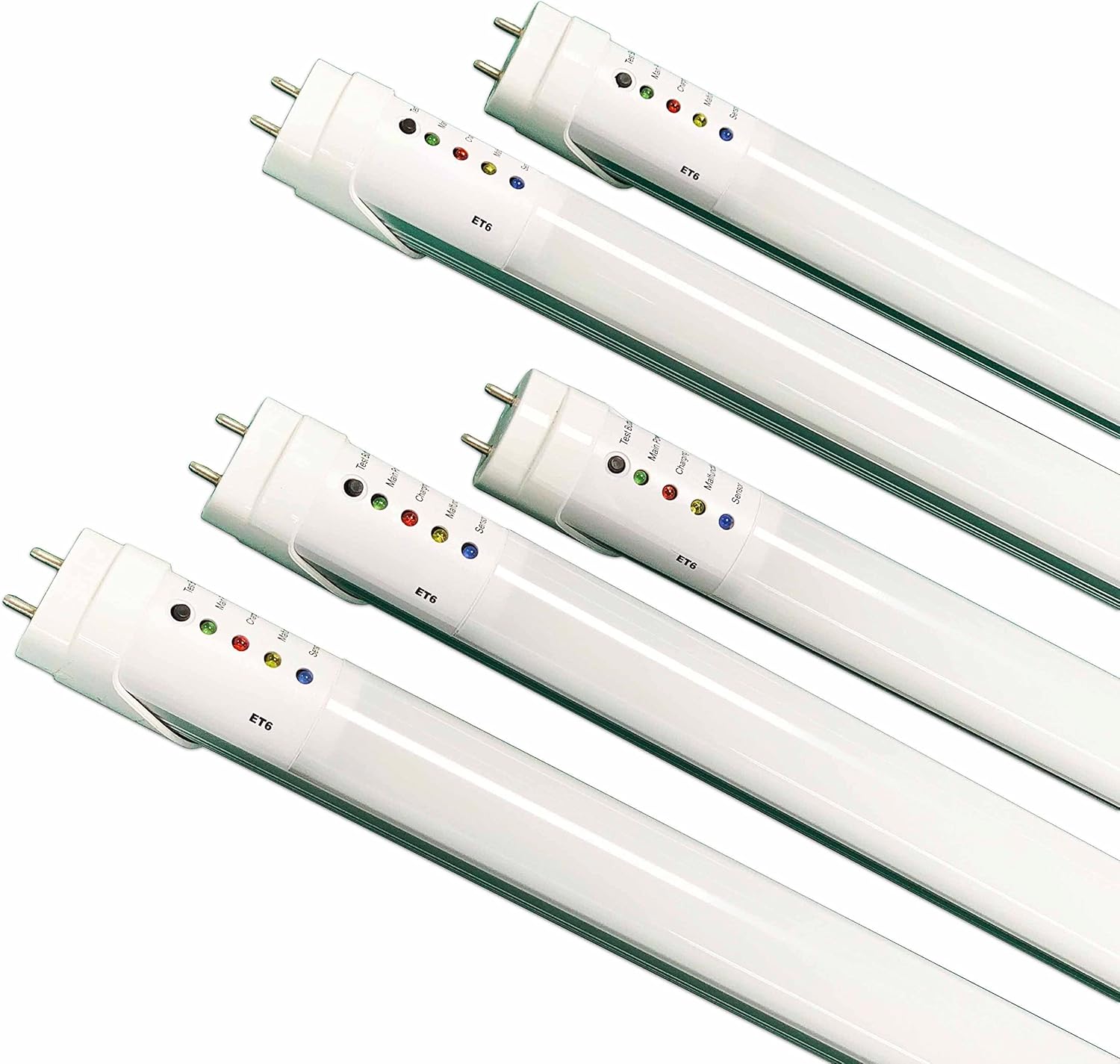 euko 5 Pack Emergency LED T8 Tube 4000K Shop Light 90mins Battery ...