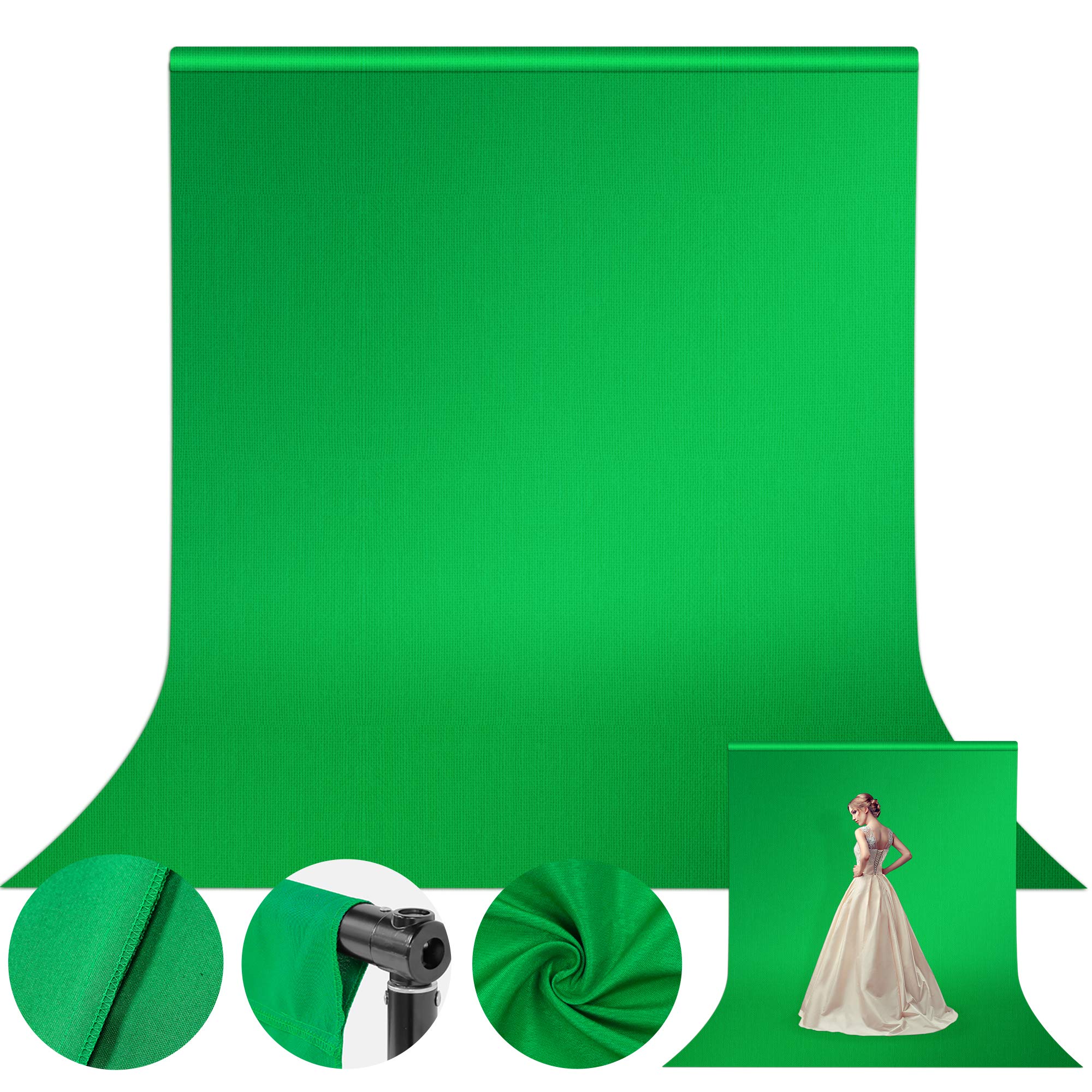 Buy 2x3M / 6.5x10FT Green Screen, 100% Pure Muslin Collapsible Green ...