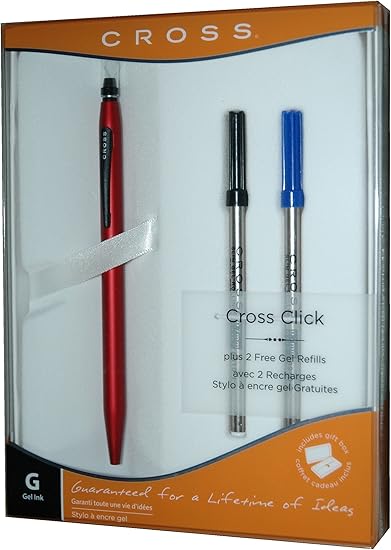 Amazon.com: Cross Click Matte Red Gel Ink Rollerball Pen + 2 Free Gel ...