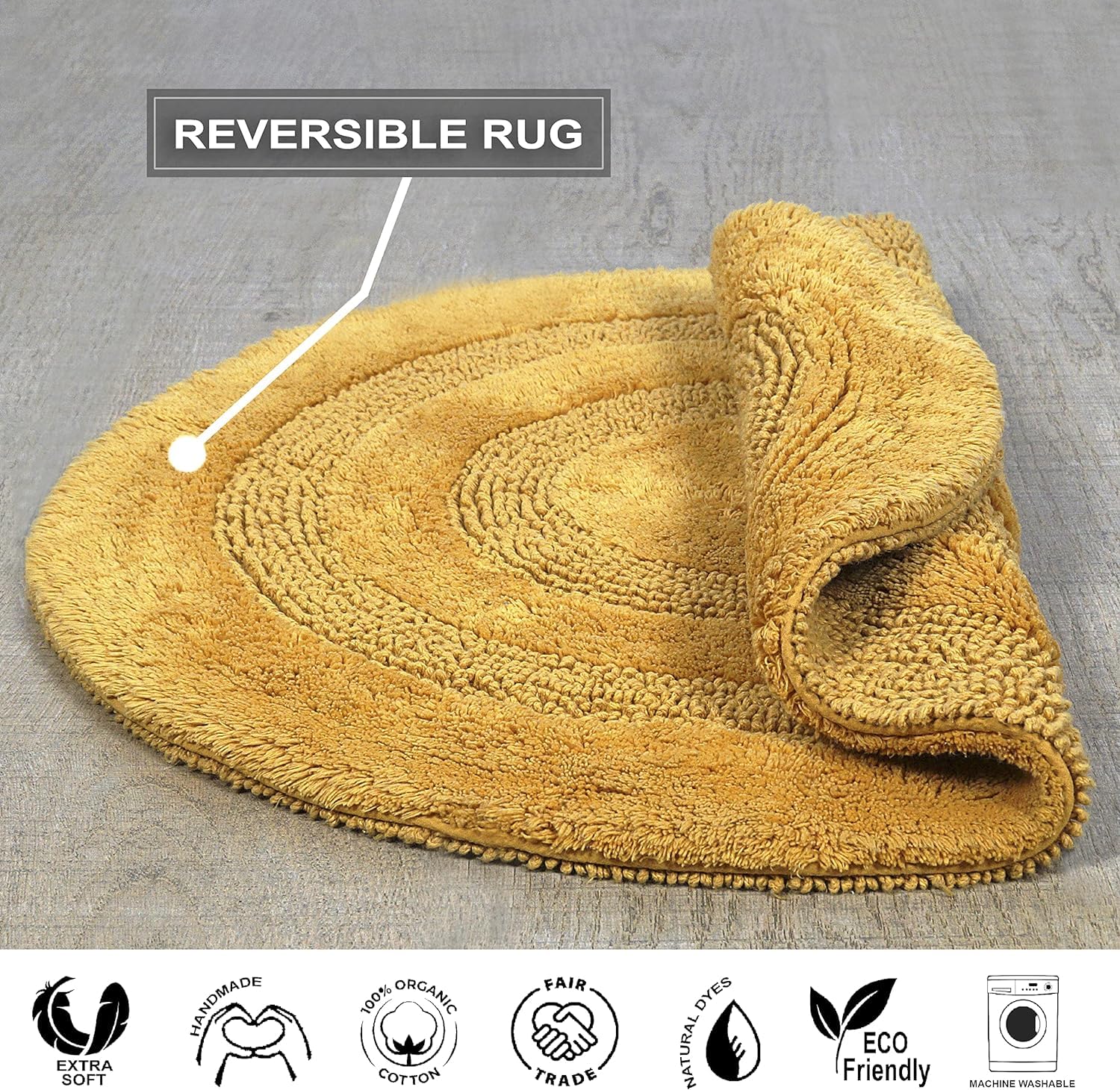 100% Organic Cotton 2 Feet Round Bath Rugs for Bathroom | Luxury Ultra ...