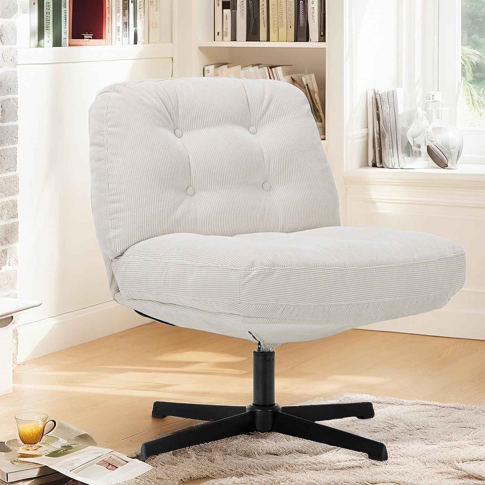 Amazon.com: YFO Boucle Criss Cross Armless Home Office Chair with ...