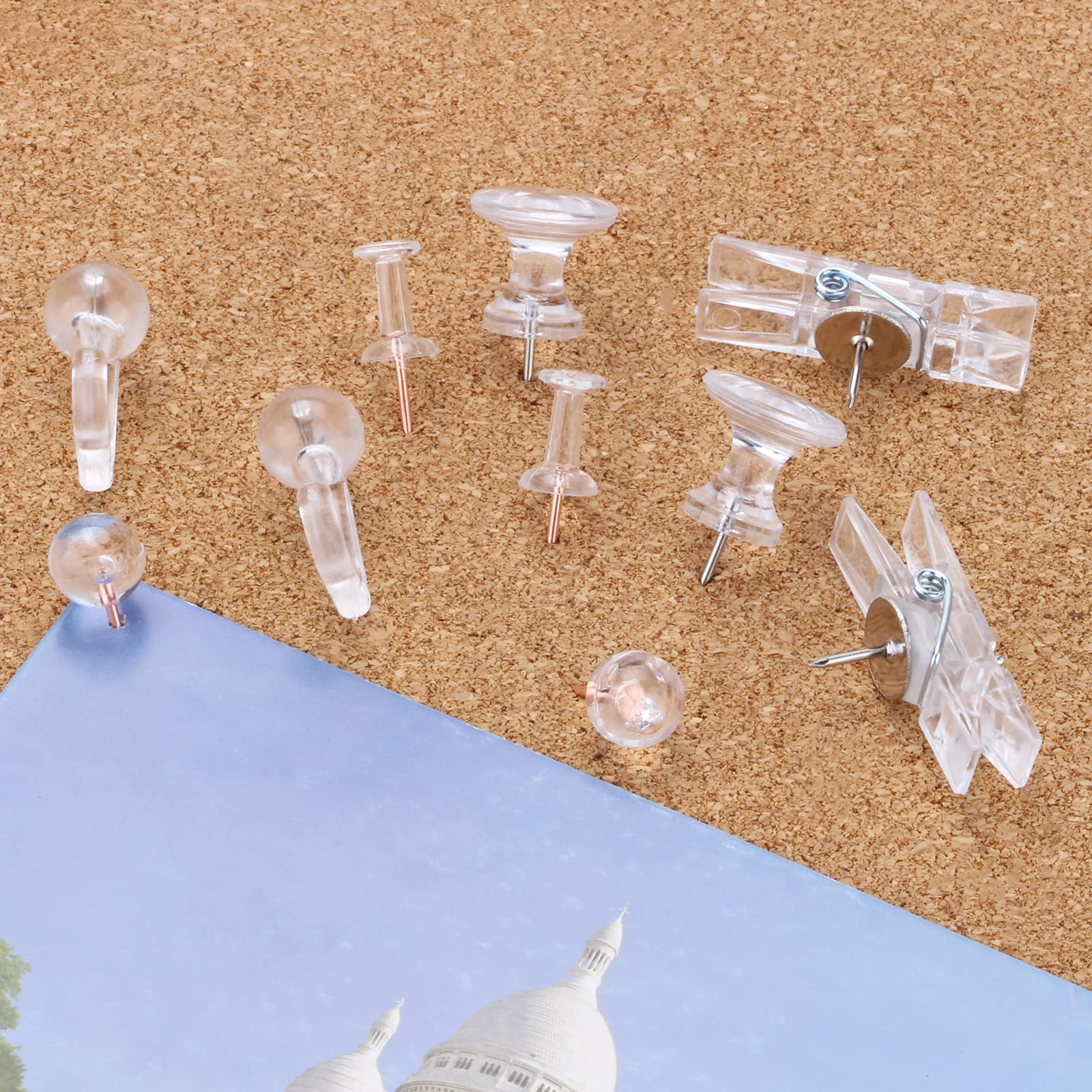 Snapklik.com : Clear Push Pins Set, 5 Styles 125-count Thumb Tacks Map ...