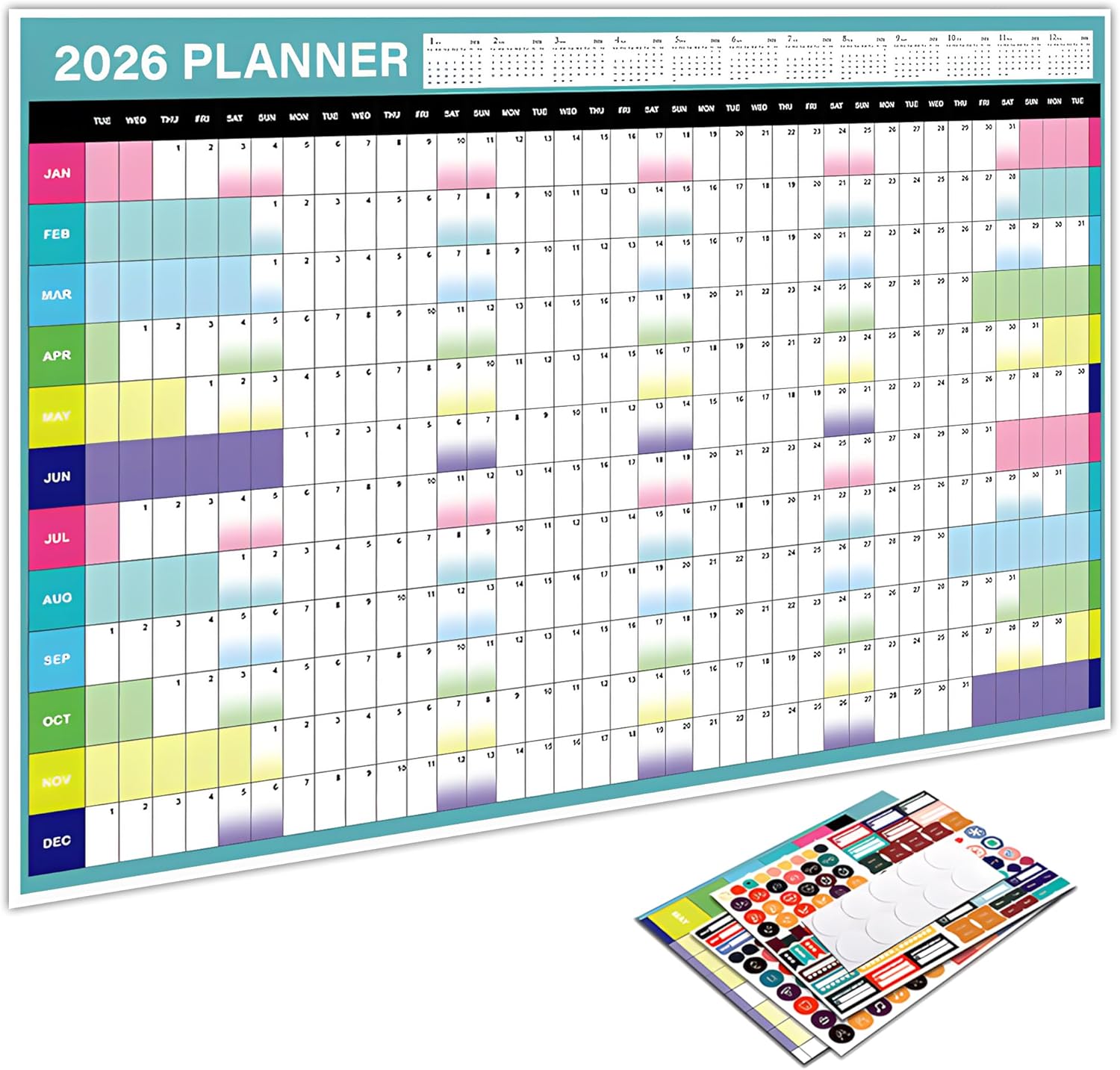 2026 Wall Calendar Large Yearly Planner – Full Year Annual Calendar ...