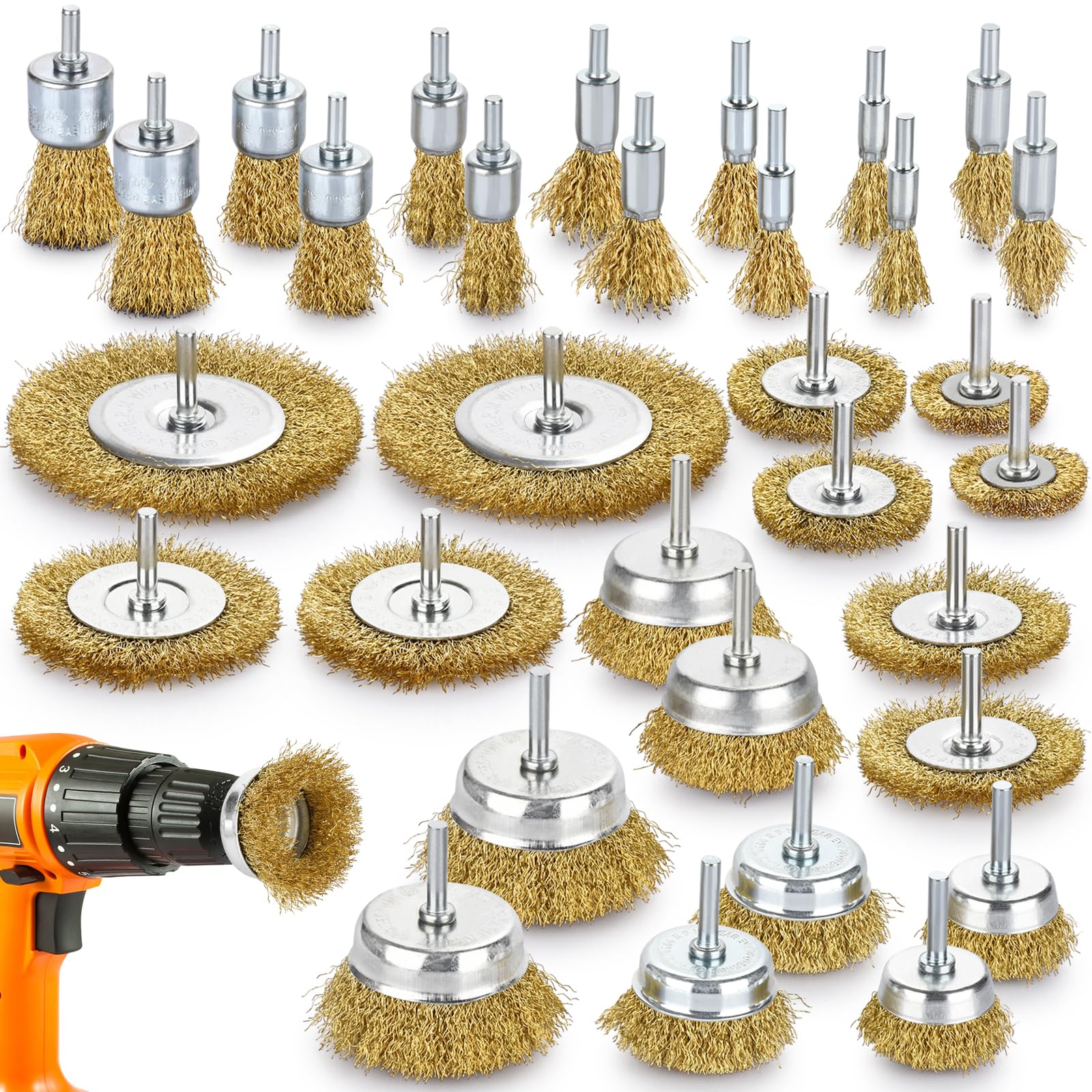 Amazon.com: 32PCS Wire Brush for Drill , Brass Wire Wheel Cup Brush and ...