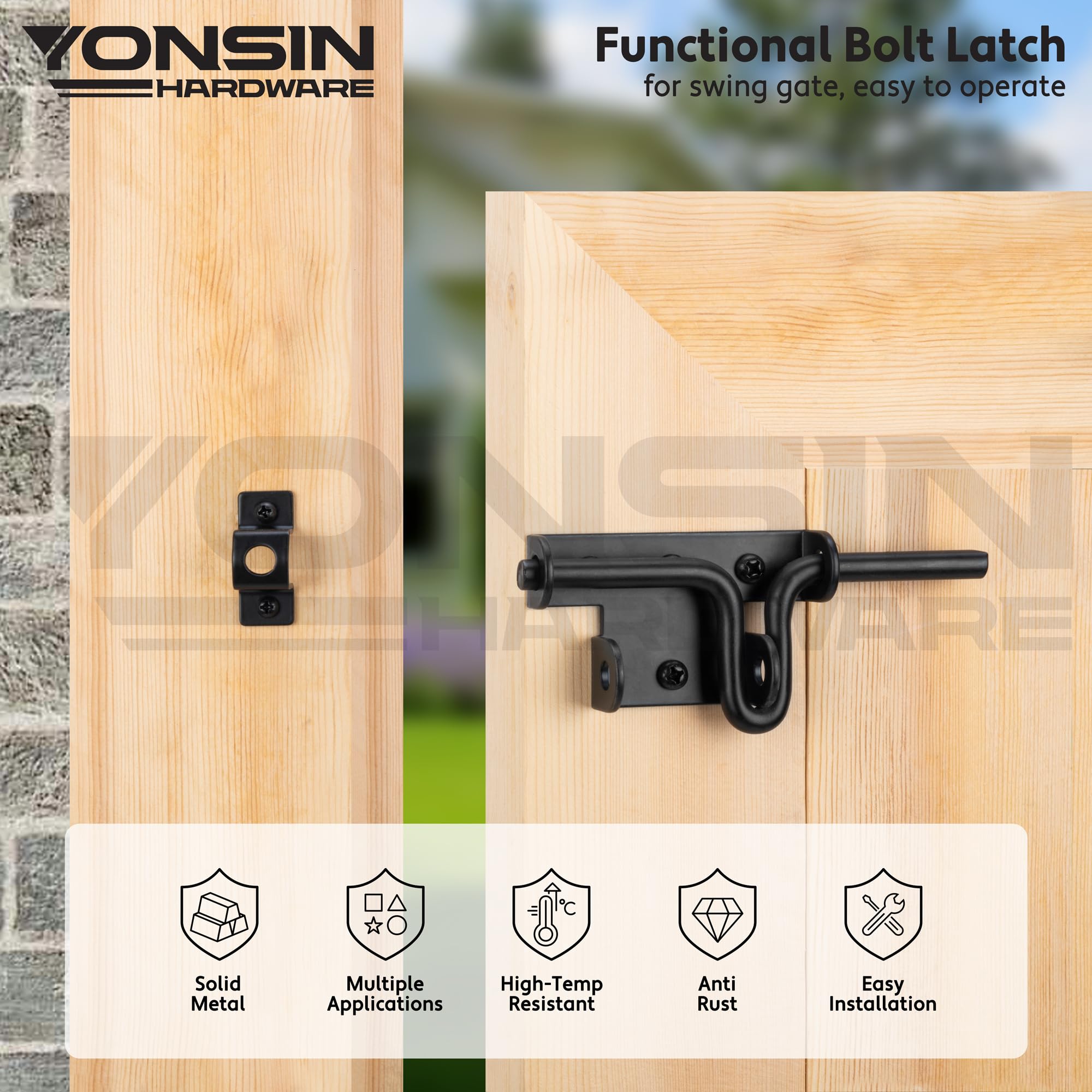 Snapklik.com : YONSIN Slide Bolt Gate Latch Heavy Duty For Wooden Fence ...