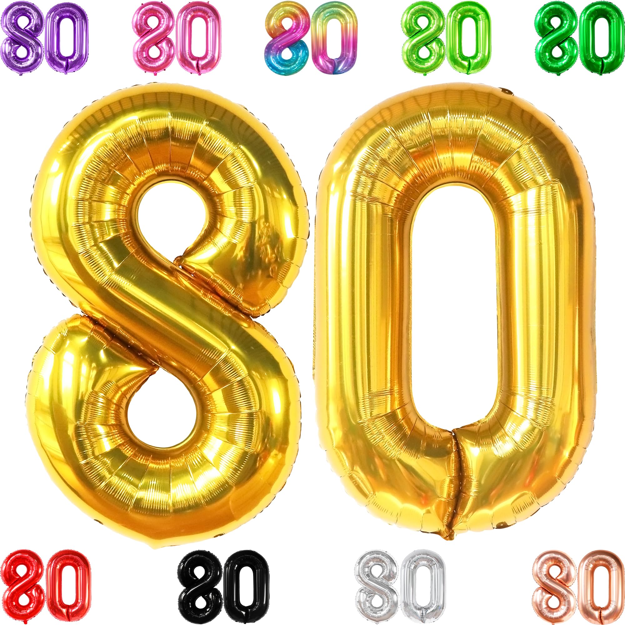 Buy KatchOn, Giant Gold 80th Birthday Balloons - 40 Inch | 80th ...