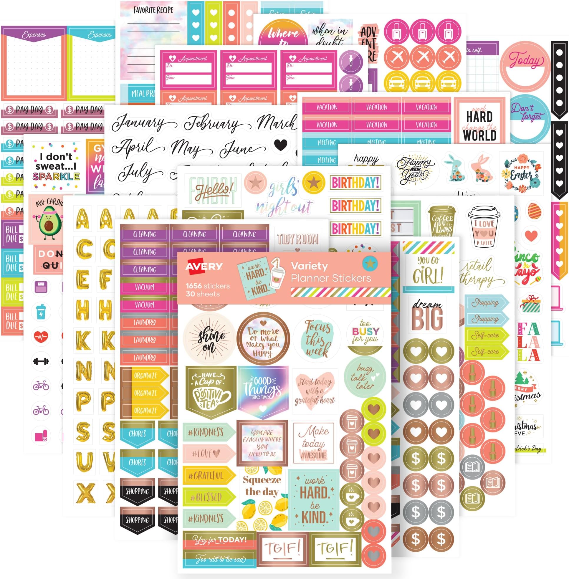 Amazon.com: 24 Sheets Aesthetic Assorted Planner Stickers Monthly Daily ...
