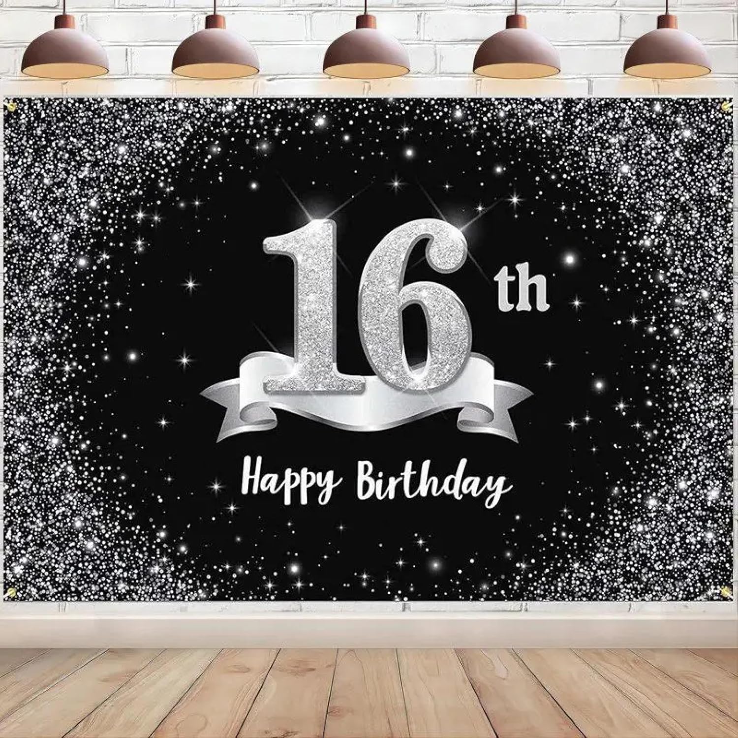 Amazon.com : Happy 16th Birthday Print Wall Decorations Backdrop Party ...