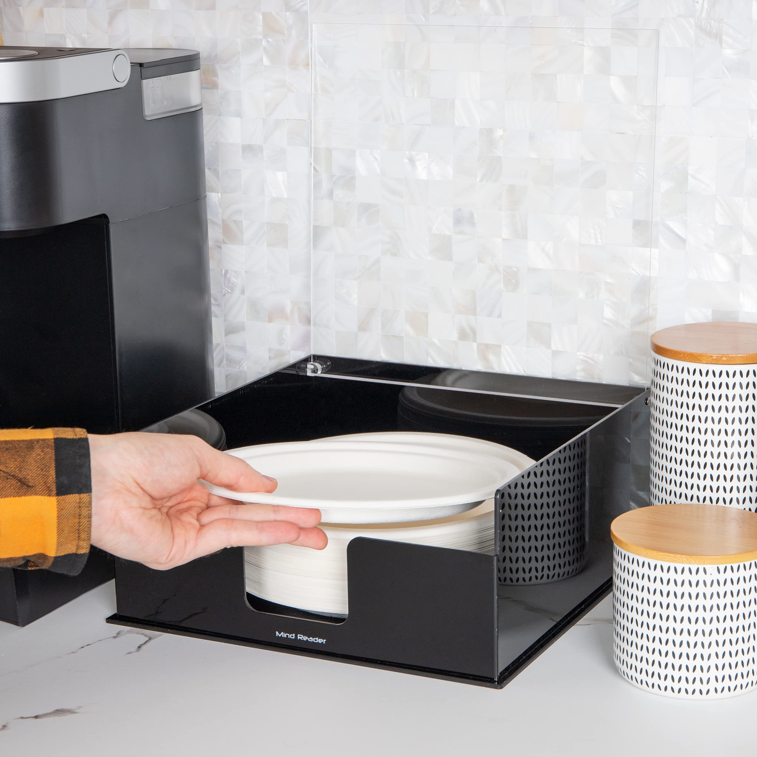 Mind Reader Foundation Collection, Covered Plate Dispenser, Breakroom ...