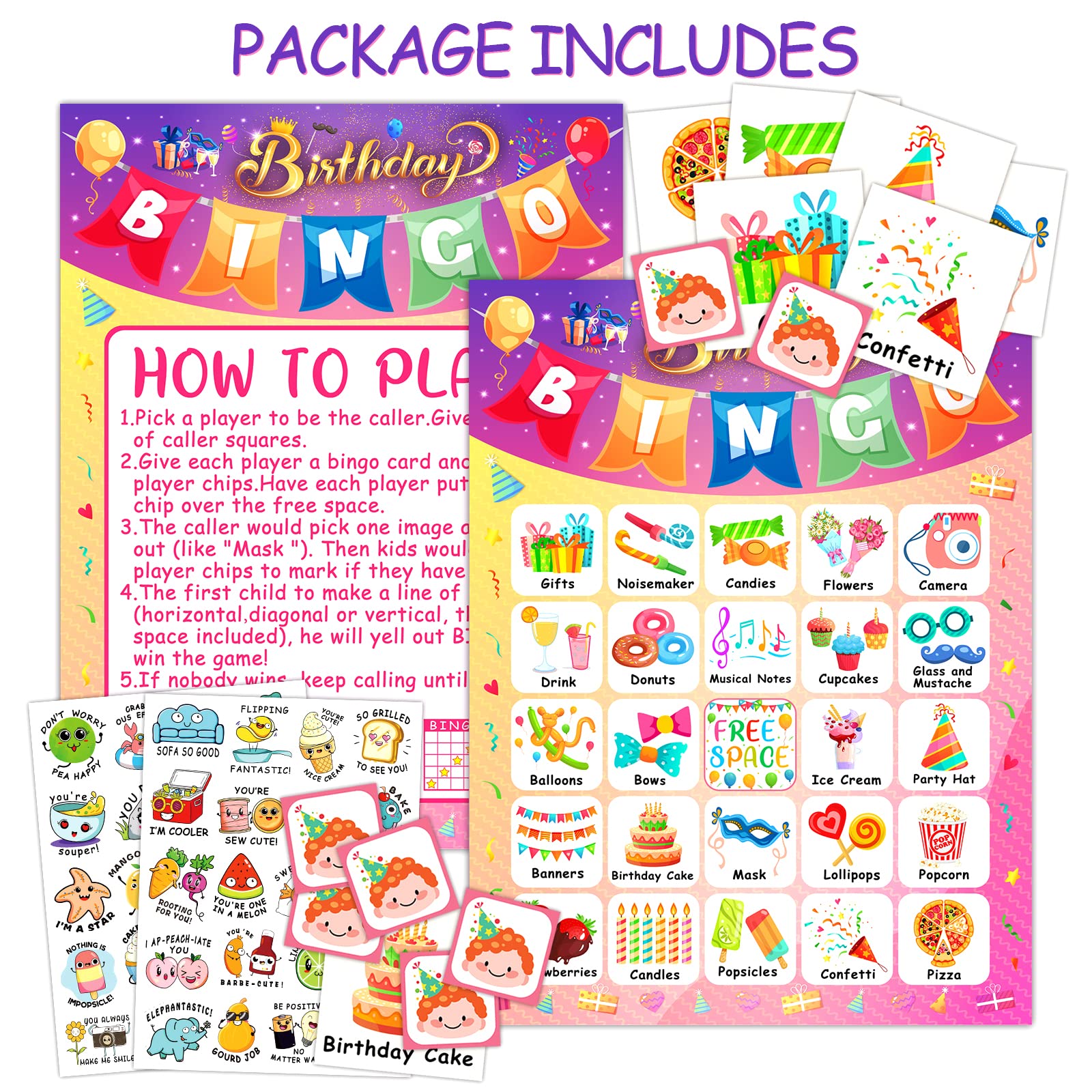 Snapklik.com : Happy Birthday Bingo Cards, 24 Players Birthday Party ...