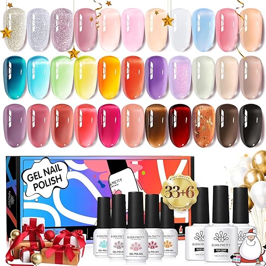 Amazon.com: Born Pretty Jelly Gel Nail Polish Sheer Clear Nude Pink Red ...
