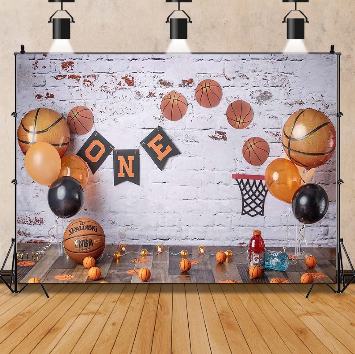 Amazon.com : Basketball Theme Photography Backdrop Baby Boy 1st ...