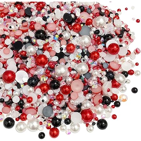Amazon.com: Kikonoke 75g Mix Resin Pearls Rhinestones Kit, 3-10mm Half ...