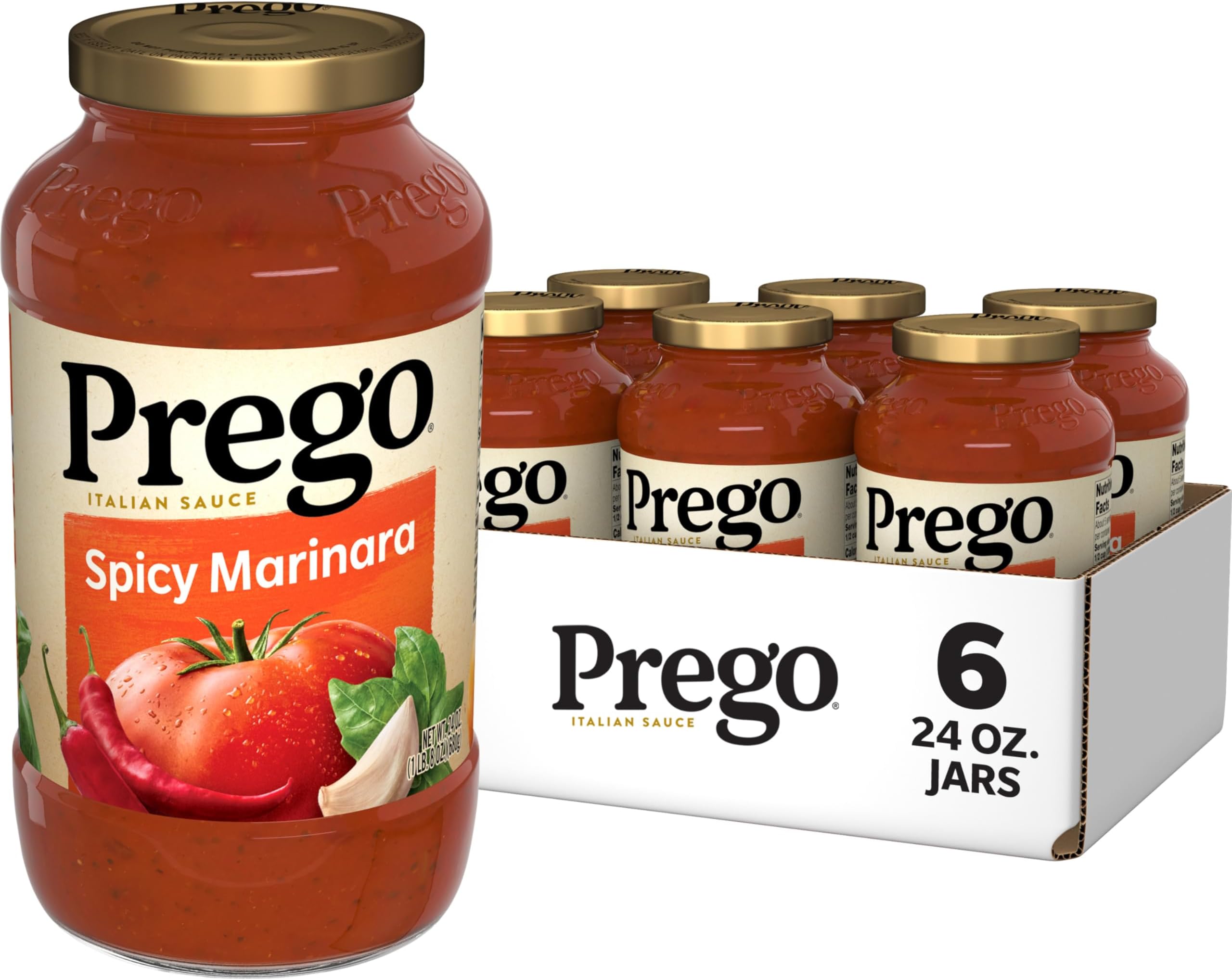 Amazon.com: Prego Spicy Marinara Pasta Sauce, 24 oz Jar (Pack of 6)