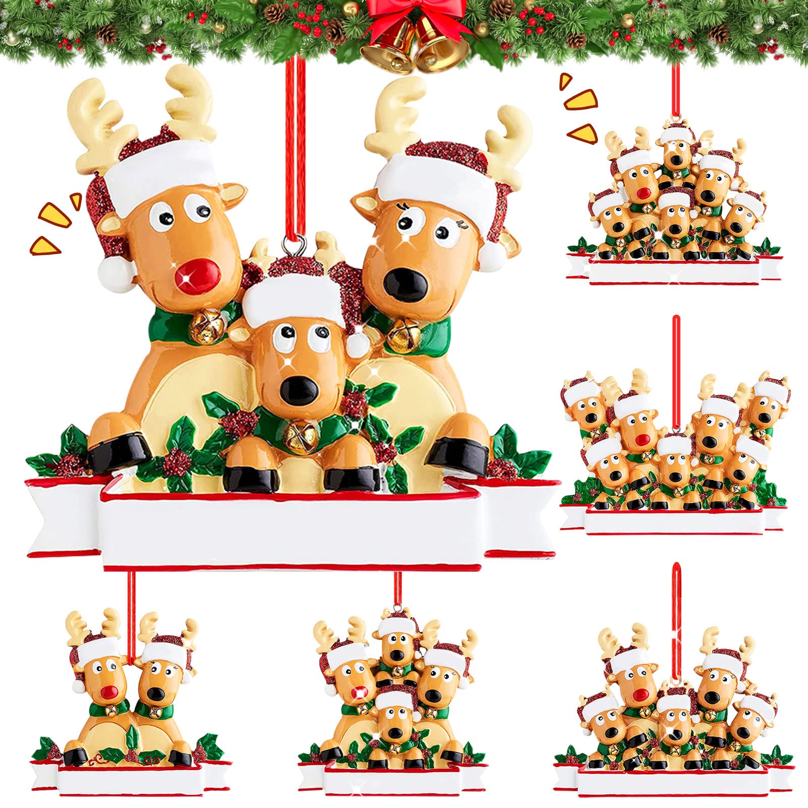 Amazon.com: Personalized Reindeer Christmas Ornaments 2024, DIY Family ...
