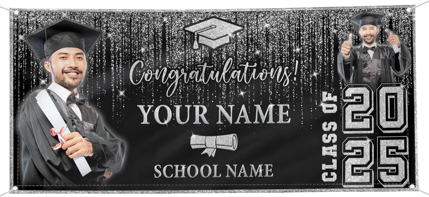 Amazon.com: Custom 2025 Graduation Banner 2025, Graduation Backdrop ...