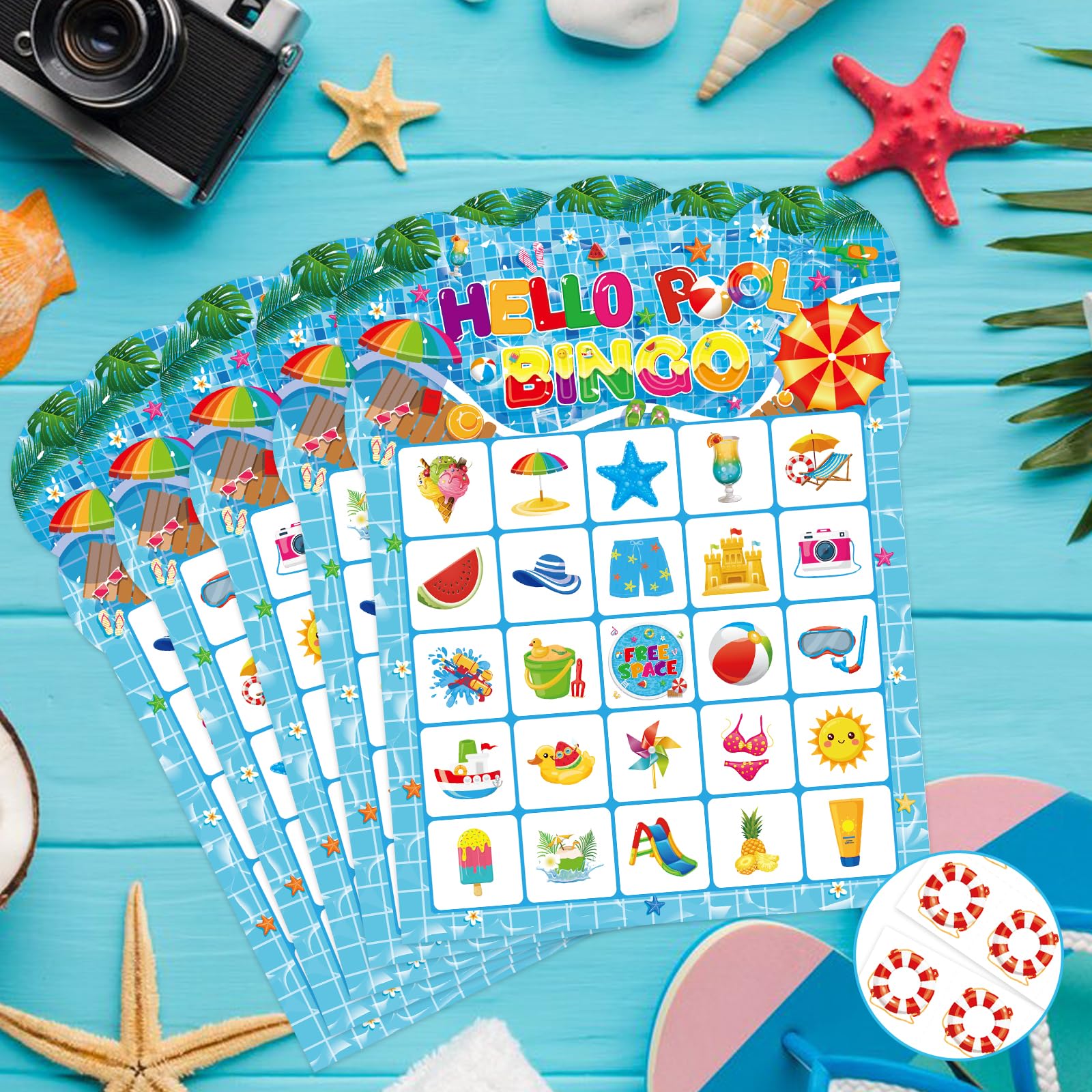 Snapklik.com : Pool Party Bingo Games For Kids Adults, 24 Players ...