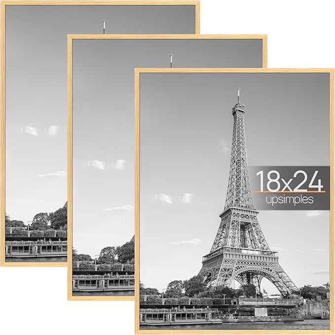 Amazon.com: upsimples 18x24 Picture Frame Natural 3 Pack, Scratch-Proof ...