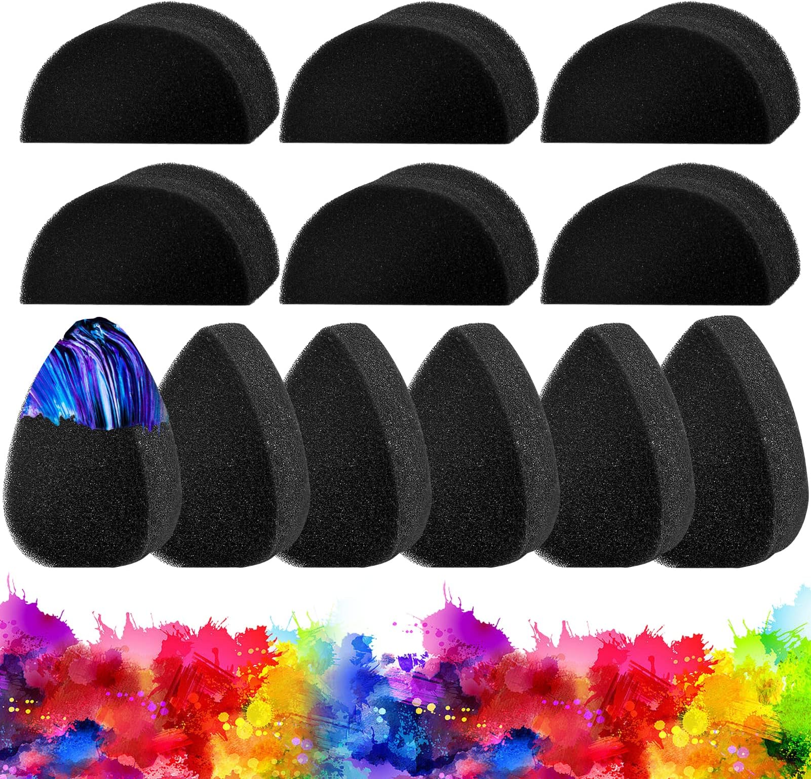 Amazon.com : 12 Pack Professional Face Paint Sponges, Black Round Face ...