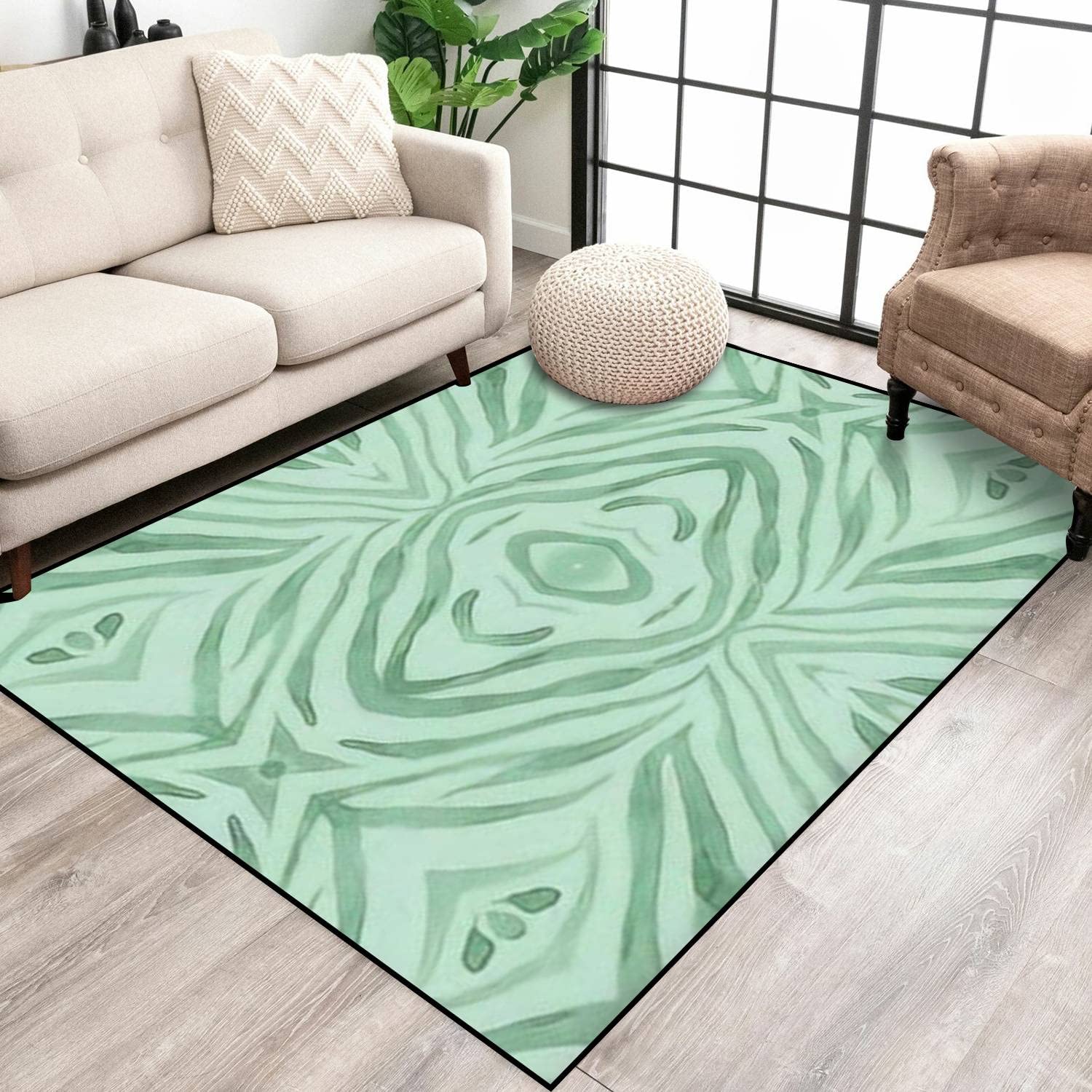 Zebra Print Rug Green