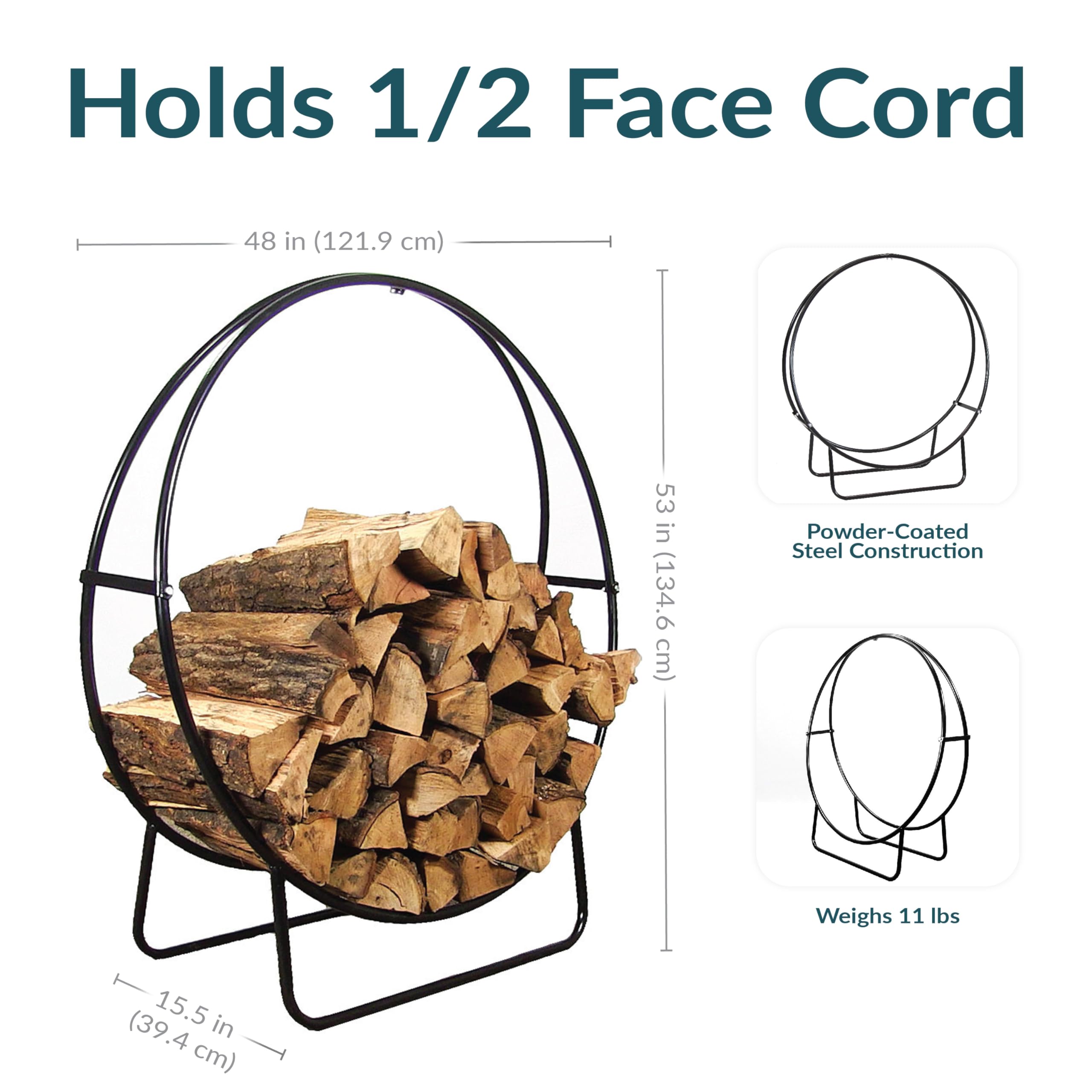 Snapklik.com : Sunnydaze 48-Inch Outdoor Firewood Rack Hoop