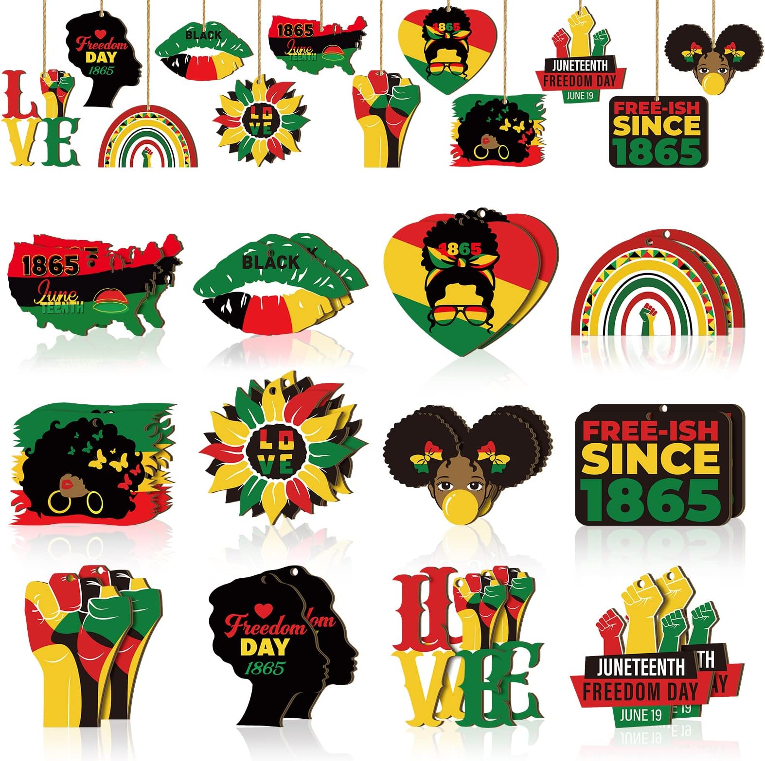 Amazon.com: Kathfly 36 Pcs Juneteenth Hanging Ornaments Memorial Day ...