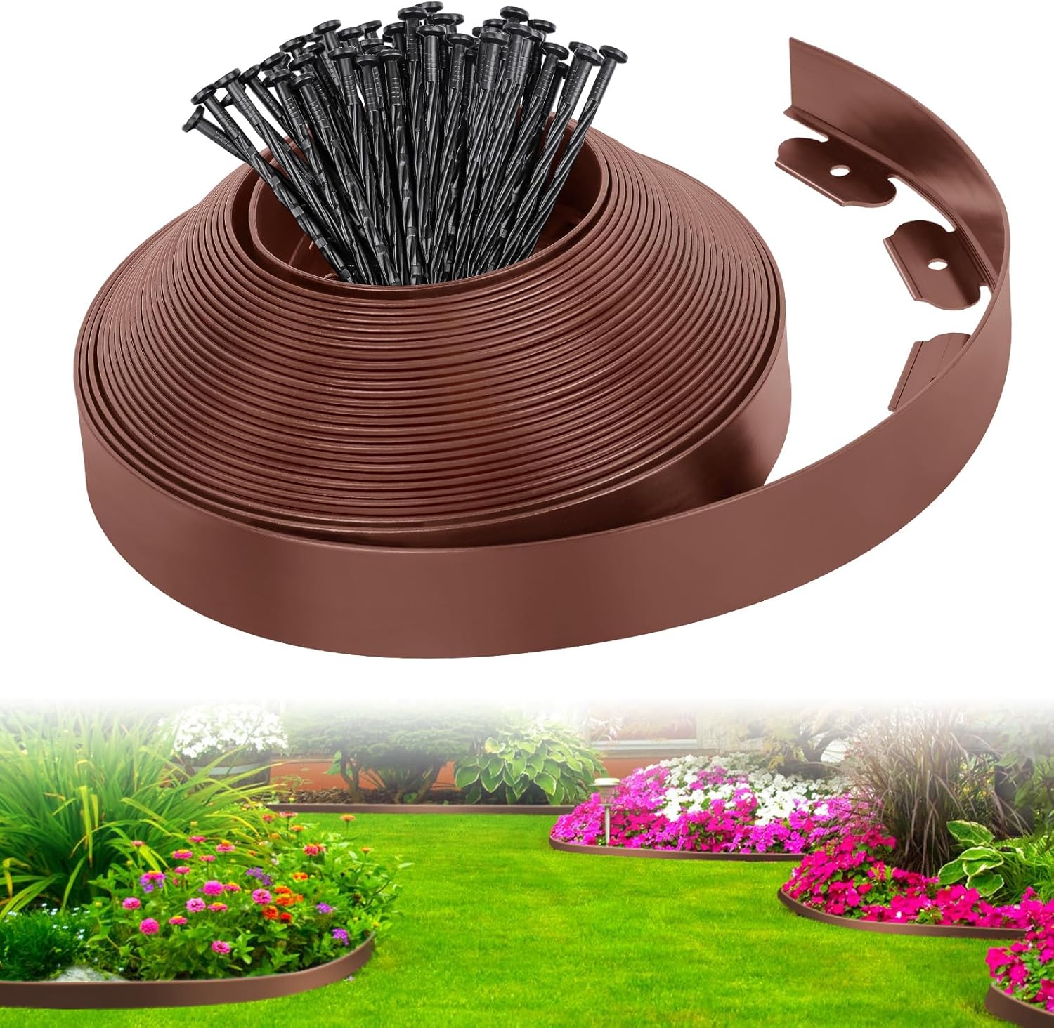 Amazon.com : 2-Inch x 33 FT Landscape Edging Border with 50 Spikes, No ...