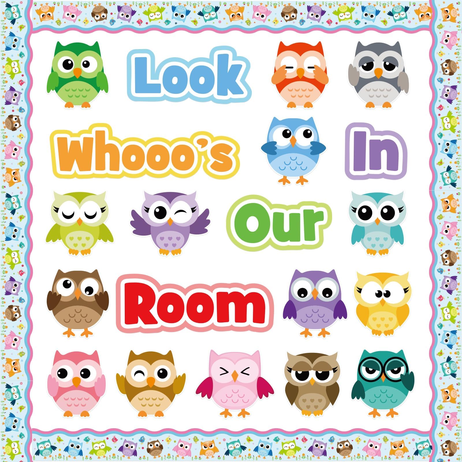 Amazon.com: Owl Happy Birthday Bulletin Board Set Classroom Decoration ...
