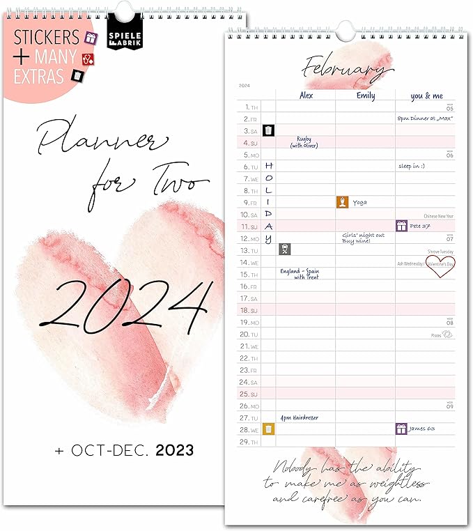 Couple planner 2024 3 columns LOVE AQUA planner for two 2024 and Oct ...