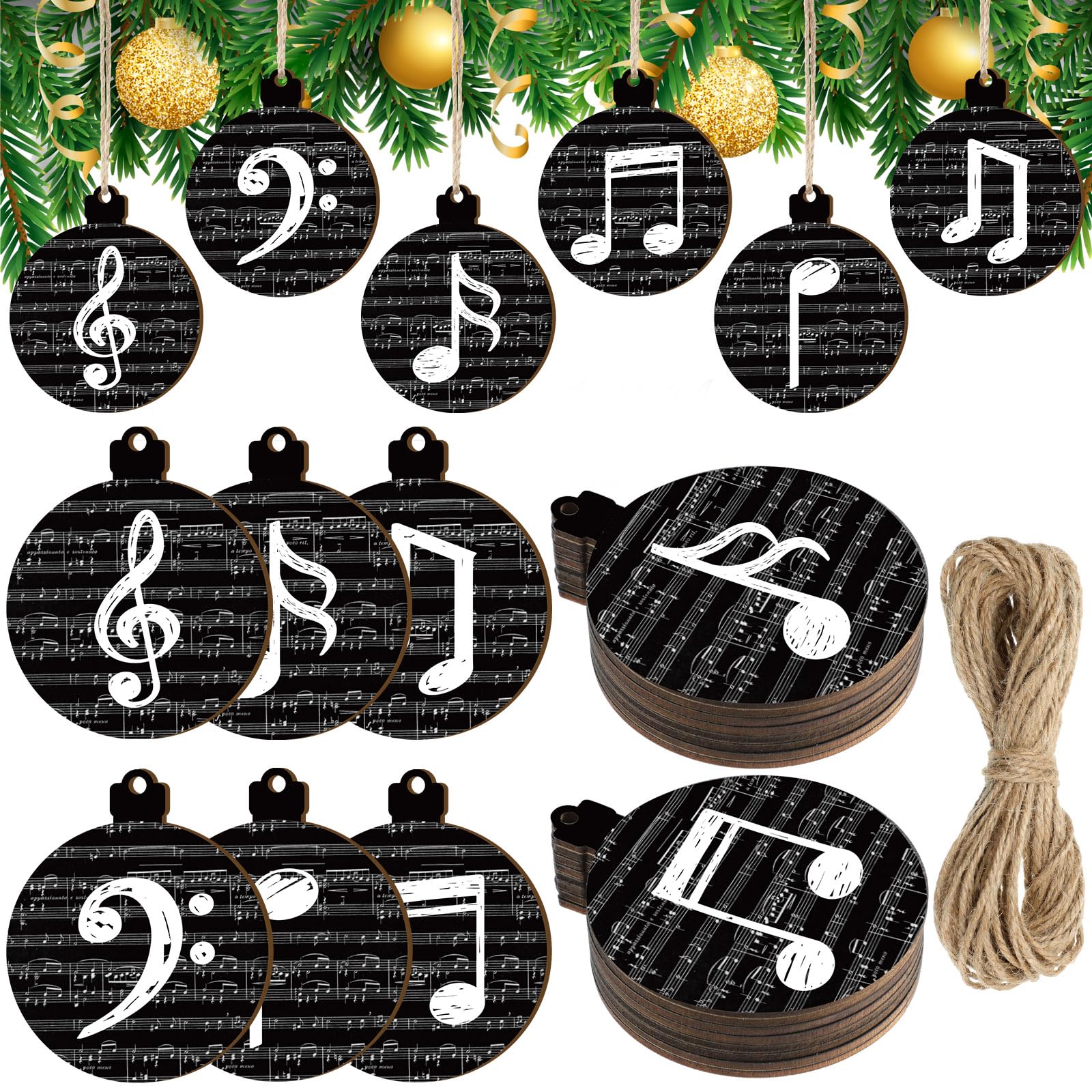 Amazon.com: Gerrii 36 Pcs Music Sheet Nativity Ornament Christmas Wood ...
