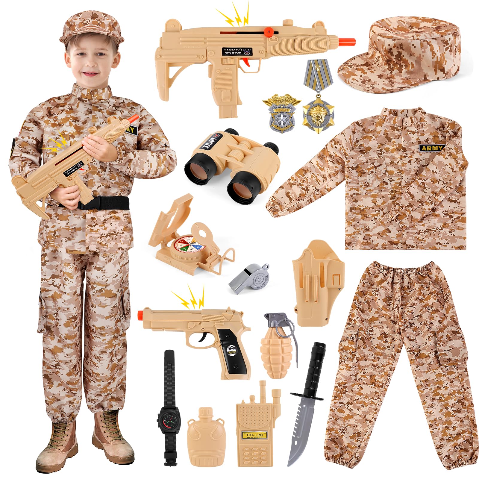 Snapklik.com : deAO Army Soldier Dress Up For Kid Military Costume Set ...