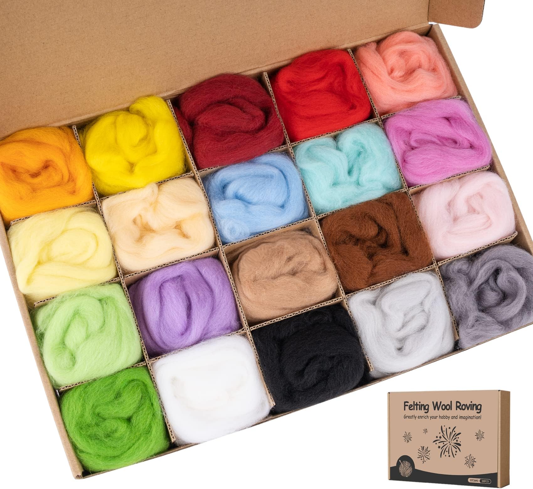 Amazon.com: Habbi 100 Colors Needle Felting Wool - Fibre Wool Roving ...