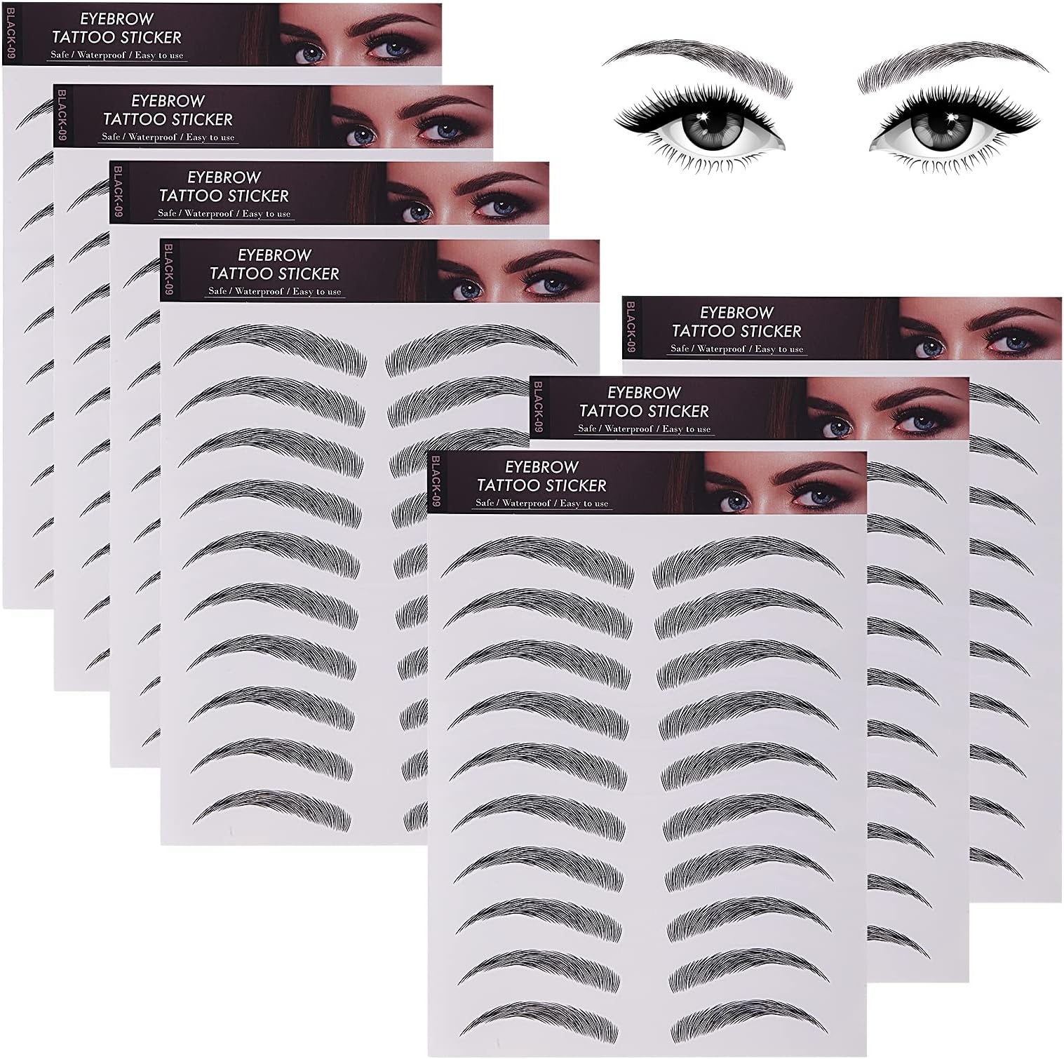 Amazon.com : Blulu 18 Sheets 4D Hair Like Waterproof Eyebrow Tattoos ...