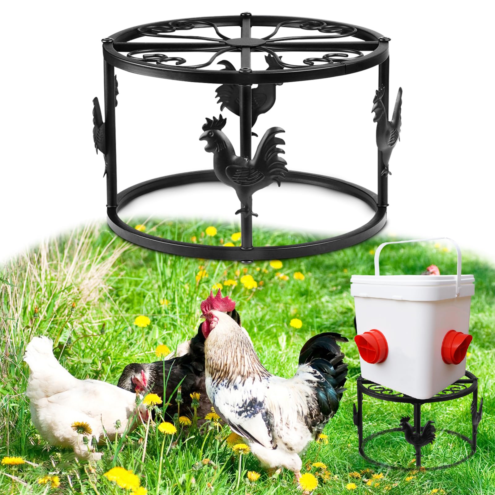 Amazon.com : MeyRolizn Metal Stand for Chicken Feeder Waterer, Heavy ...