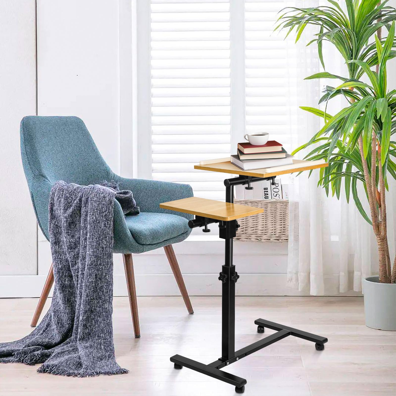 Hoogte Verstelbaar Bureau Over-Bed Tafels, Met Wielen Computer Laptop ...