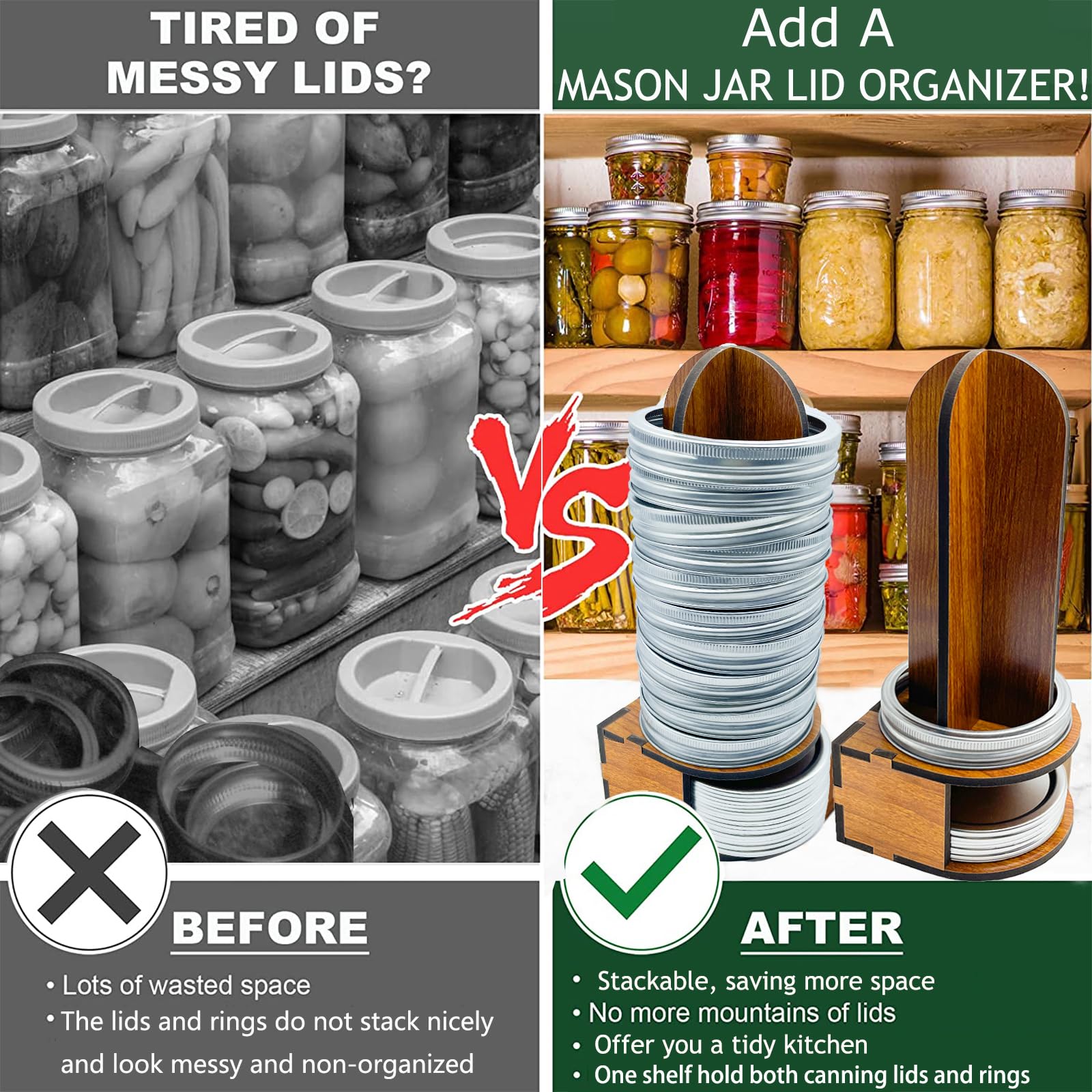 Snapklik.com : Mason Jar Lid Organizer, Mason Jar Lid Storage, Wood ...