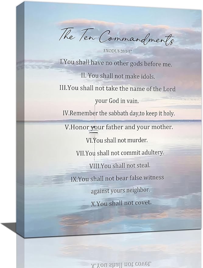Amazon.com: Taimeng The 10 Commandments Wall Art Ten Decor Bible Verses ...