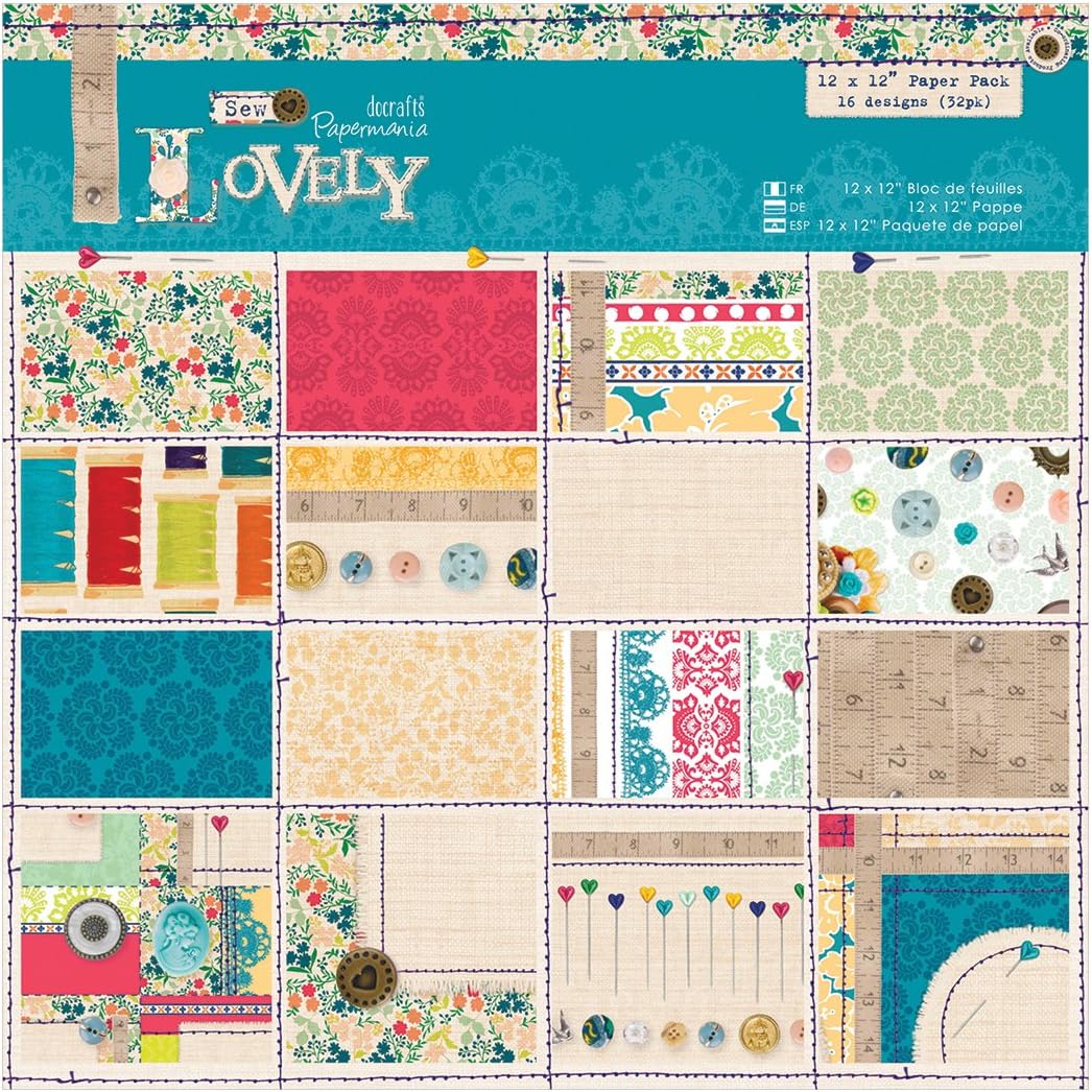 Amazon.com: Papermania Sew Lovely Paper Pack, 12 by 12-Inch
