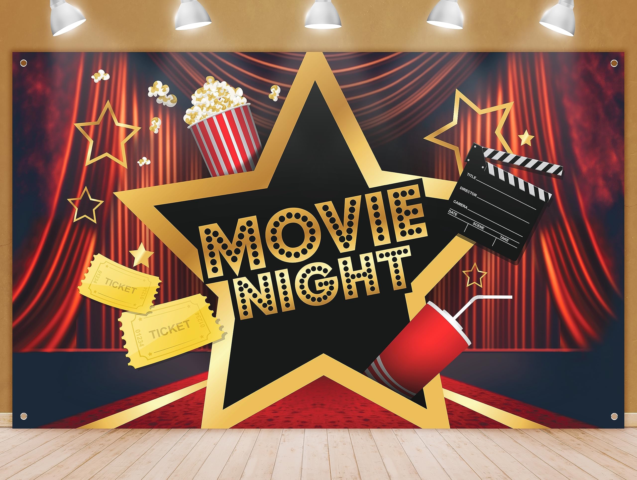Amazon.com : Movie Night Party Backdrop - Cinema Theme Photography ...