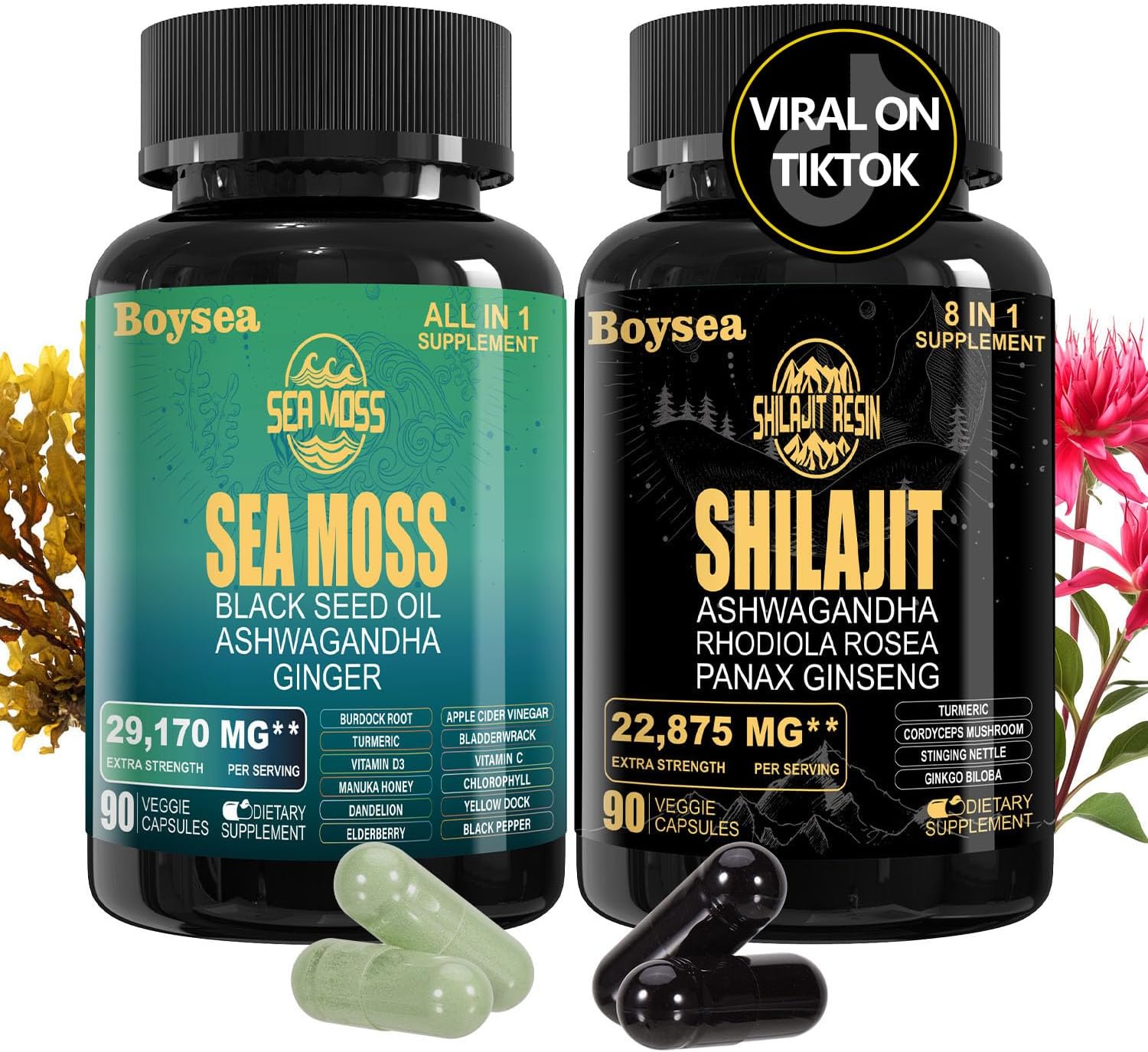 Amazon.com: Zoyava Sea Moss 16-in-1 and Shilajit 8-in-1 + Saffron 6-in ...