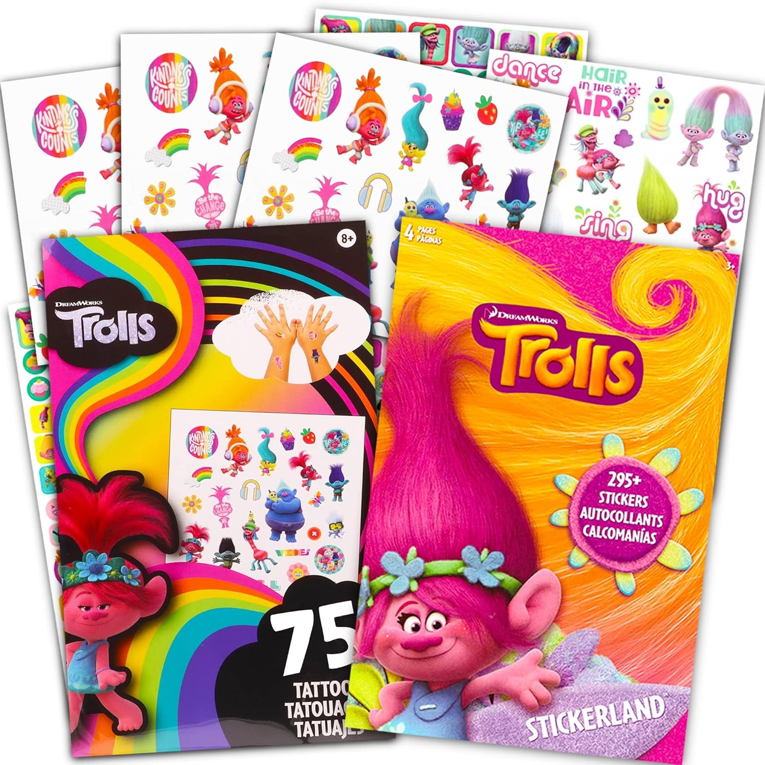 Amazon.com: Trolls Party Favors Stickers and Tattoo Pack ~ Over 295 ...