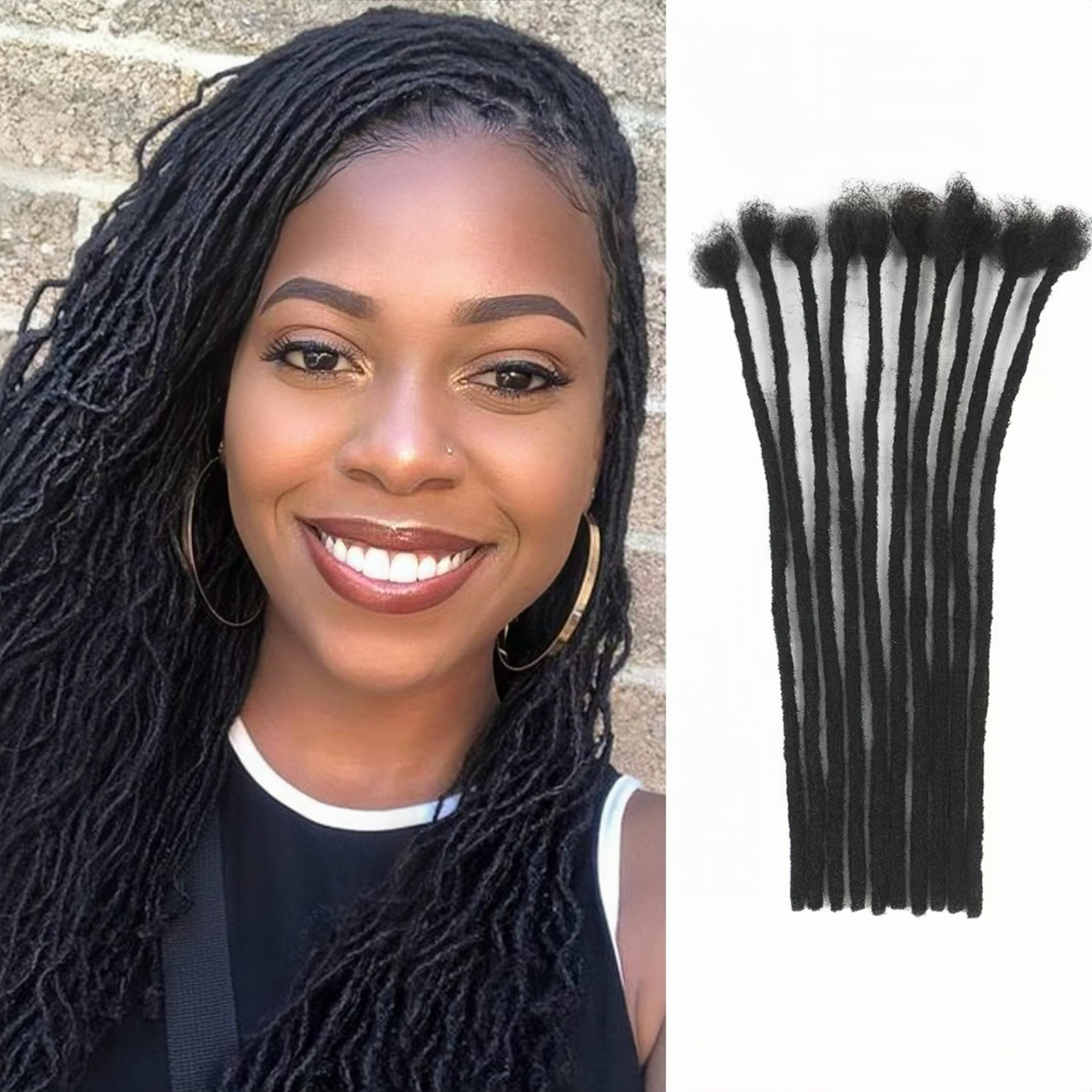 Amazon.com : 0.2cm Width 4Inch 10 Strands Loc Extension Human Hair 100% ...