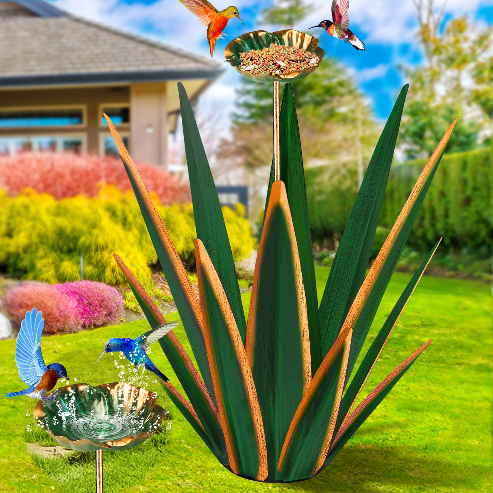 KODIBO Large Tequila Rustic Sculpture, Rustic Metal Agave Plants for ...