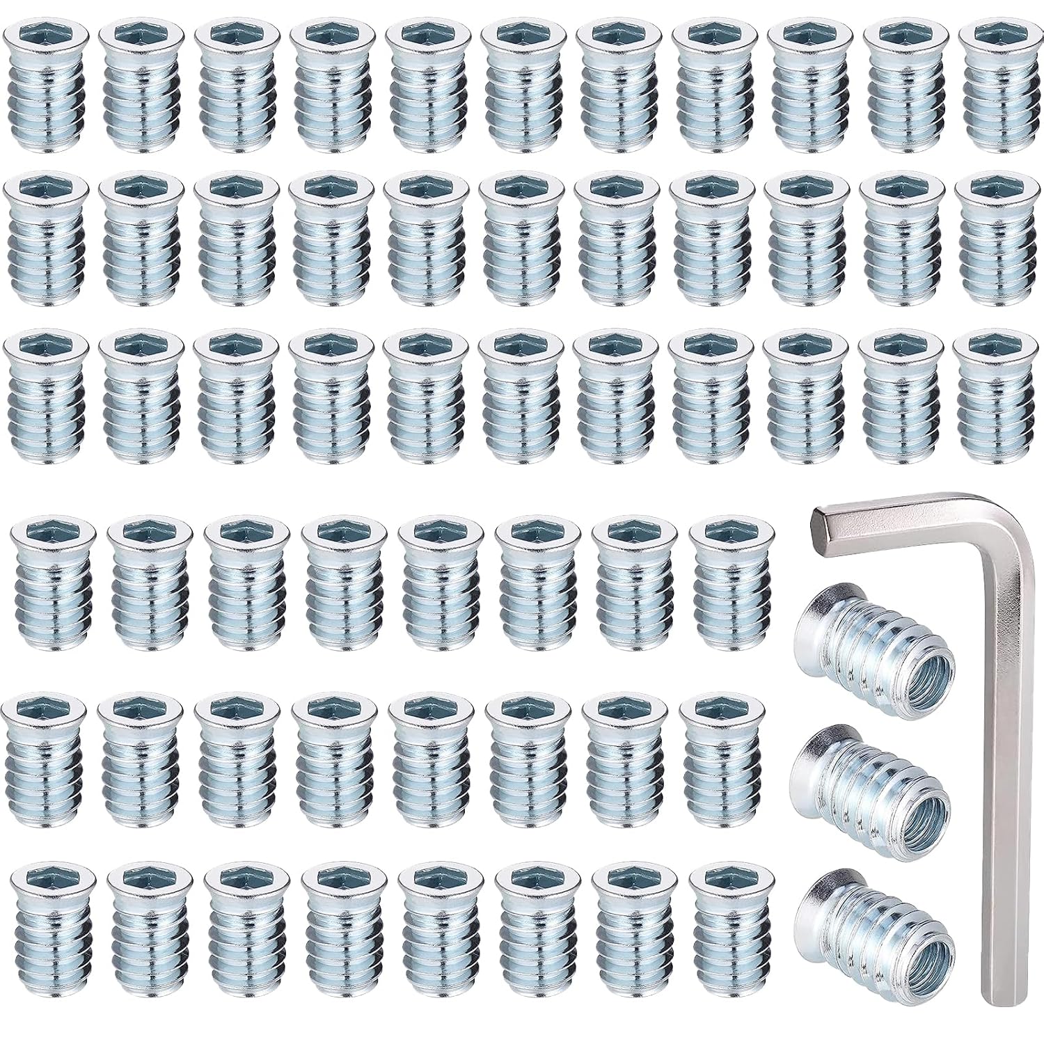 Ferillery Threaded Inserts for Wood Pack of 60 Insert Nuts M8*20 Hex ...