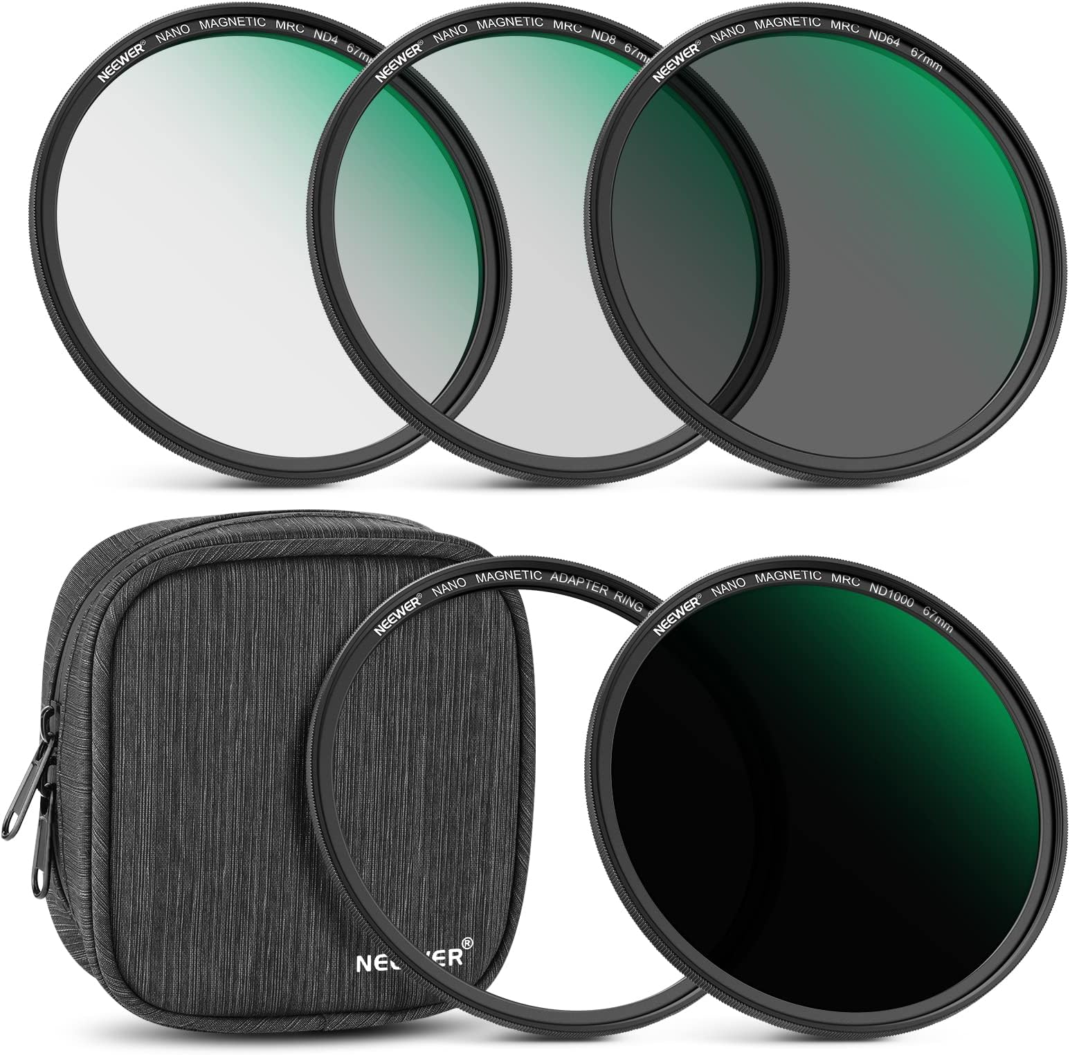 Amazon.com : NEEWER 67 mm Magnetic ND Filter Set, ND4 ND8 ND64 ND1000 ...