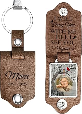 SUNGHENON Photo Leather Keychain for Men – Memorial Gift Idea – Custom ...