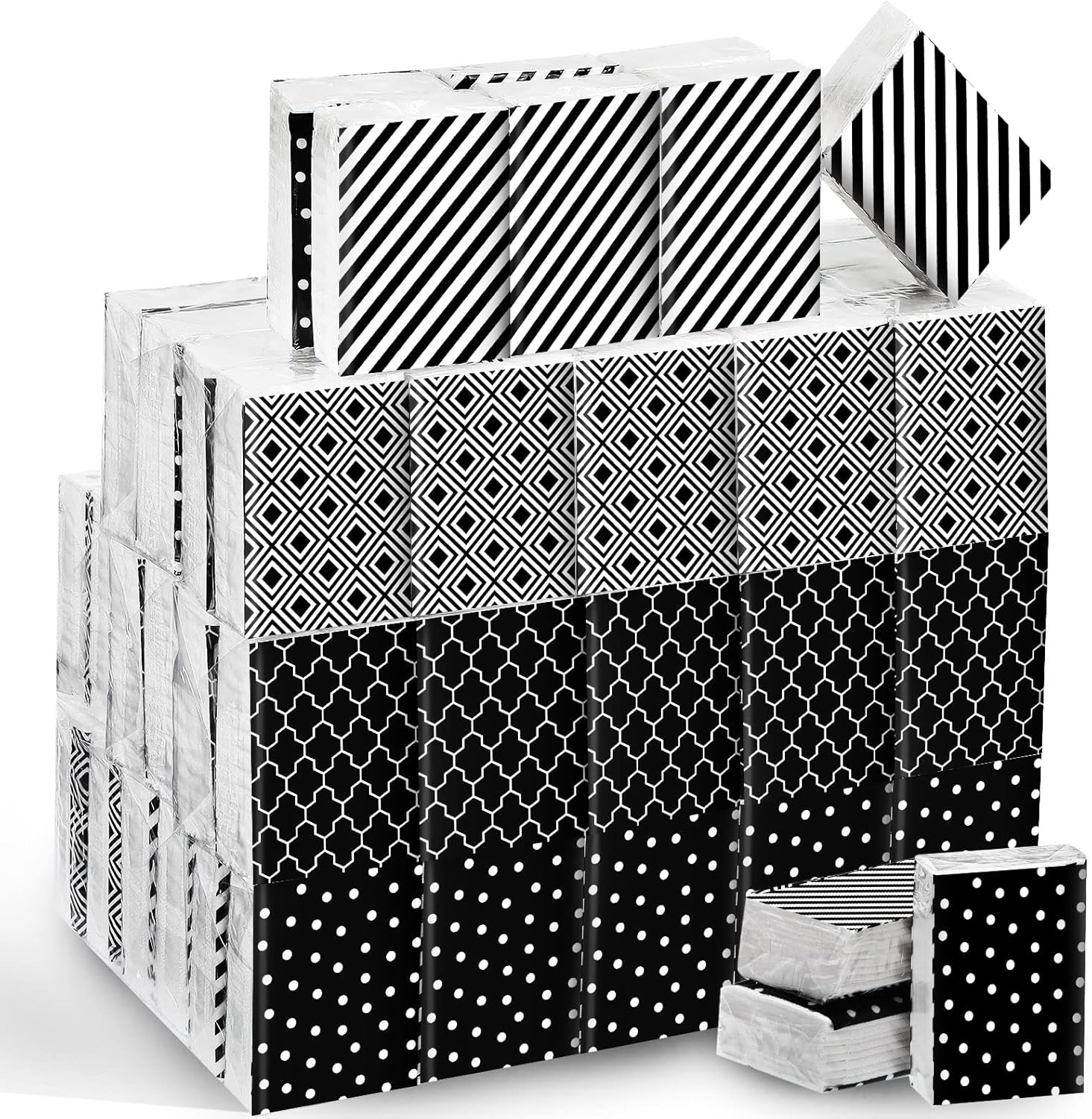 Amazon.com: Taobary 100 Pack Facial Tissue Bulk Pocket Tissue Geometry ...