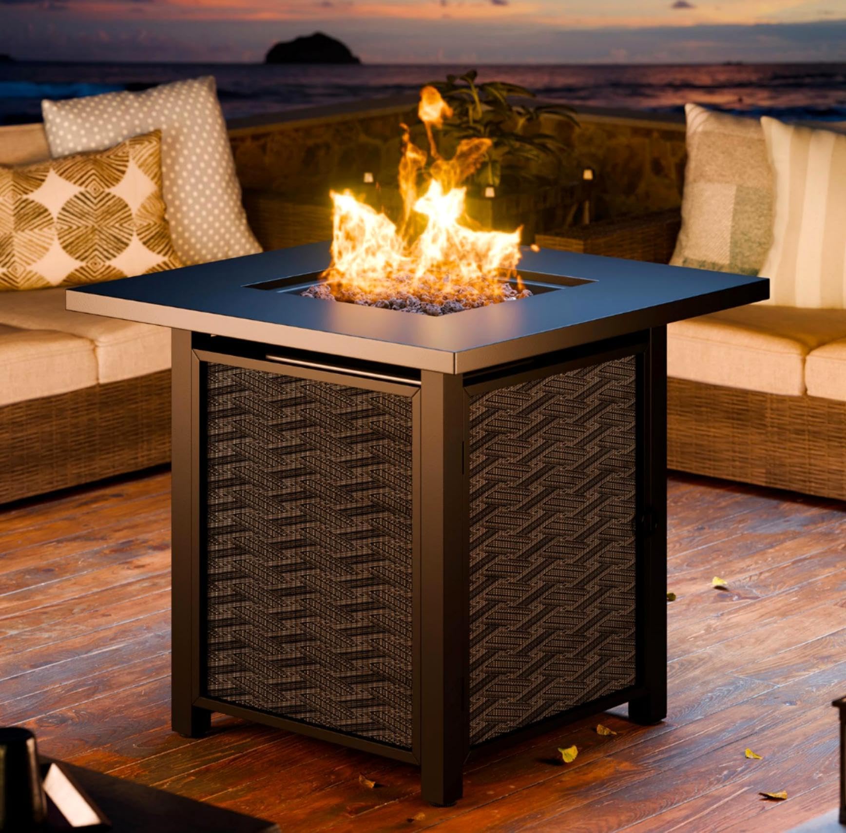 Amazon.com: JAMFLY 28 Inch Propane Fire Pit Table Outdoor Gas Fire Pit ...
