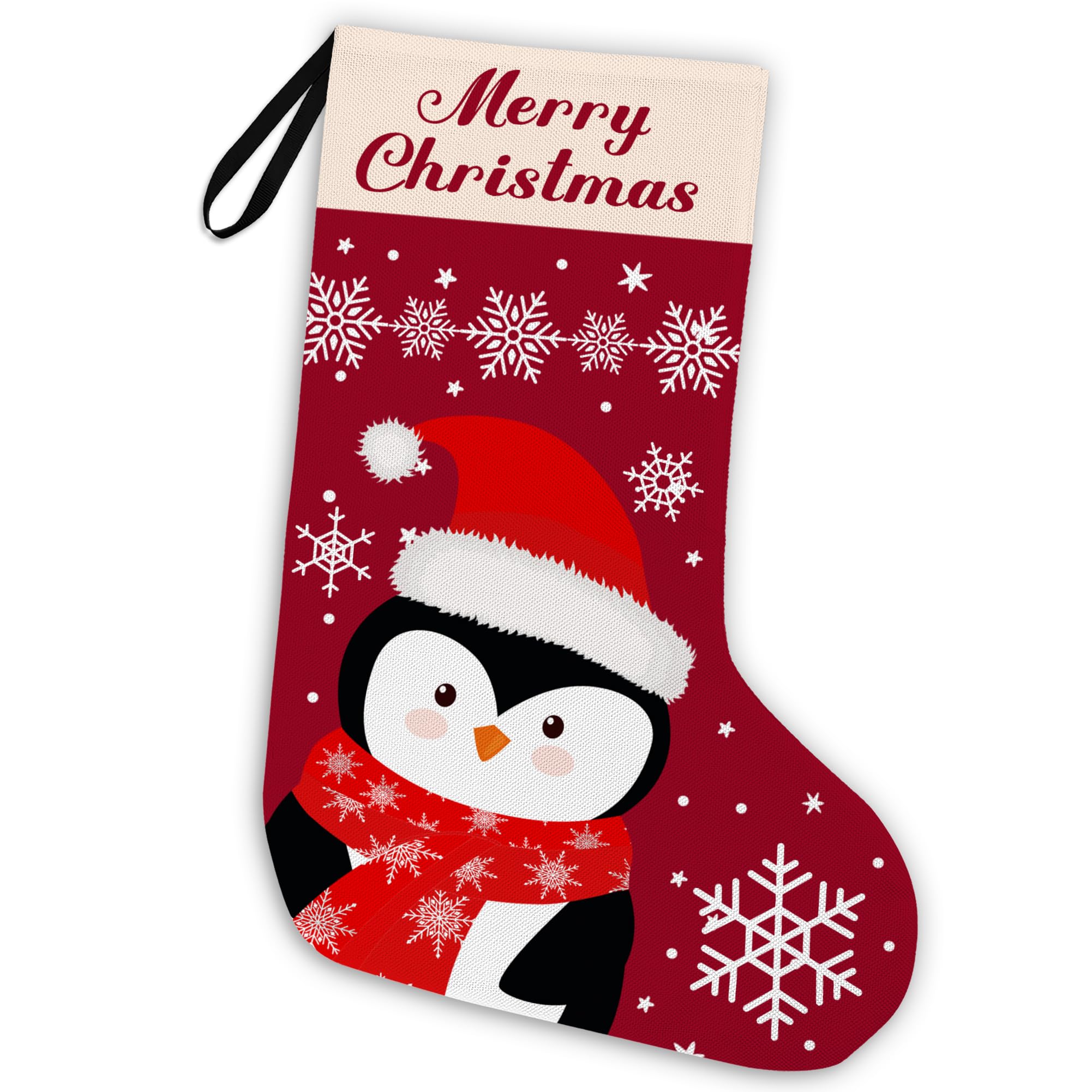 Amazon.com: KFXHANGD Kids Penguin Christmas Stocking 18 Inches, Penguin Christmas Decor, Red ...